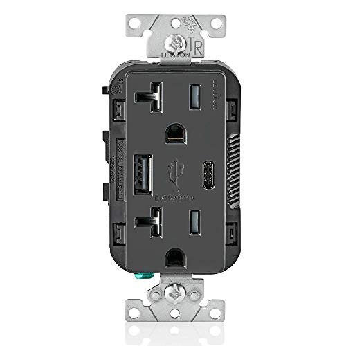 Leviton 20 Amp Type A and Type-C USB Charger/Tamper Resistant ...