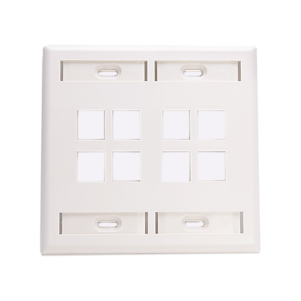Leviton WP-N8-WH White Keystone Double Gang 8-Port Smooth Faceplate ...