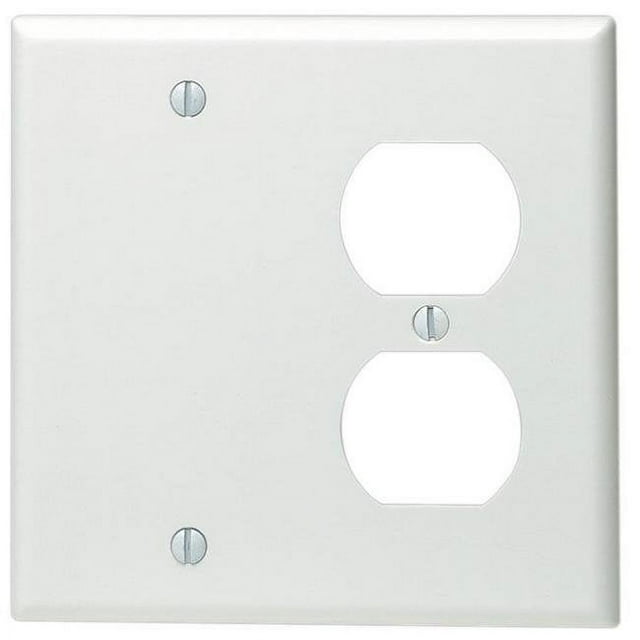 Leviton White 2 gang Thermoset Plastic Blank/Duplex Wall Plate 1 pk ...