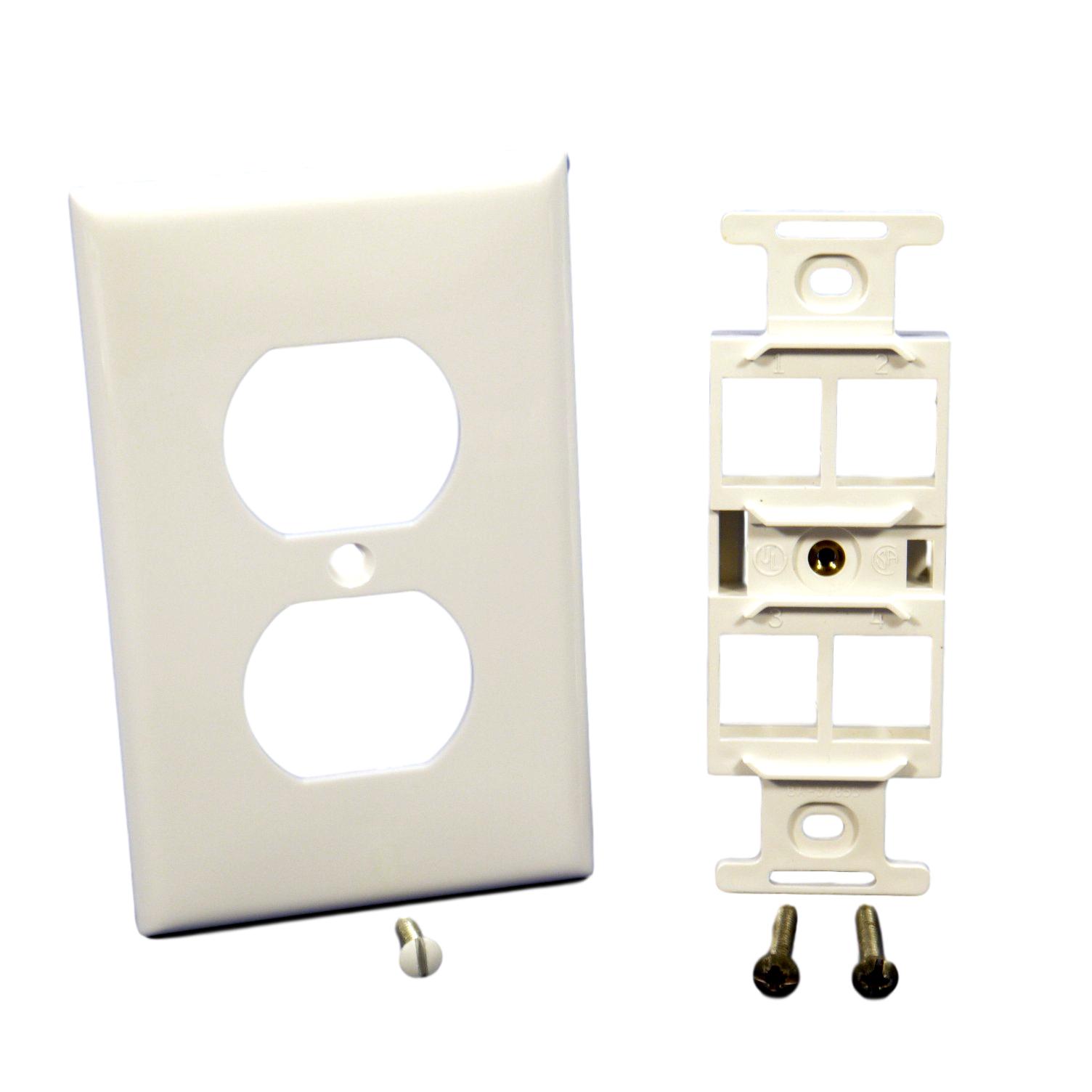 Leviton White Quickport 4-Port Wallplate Insert Duplex 106 Quad 40898 ...