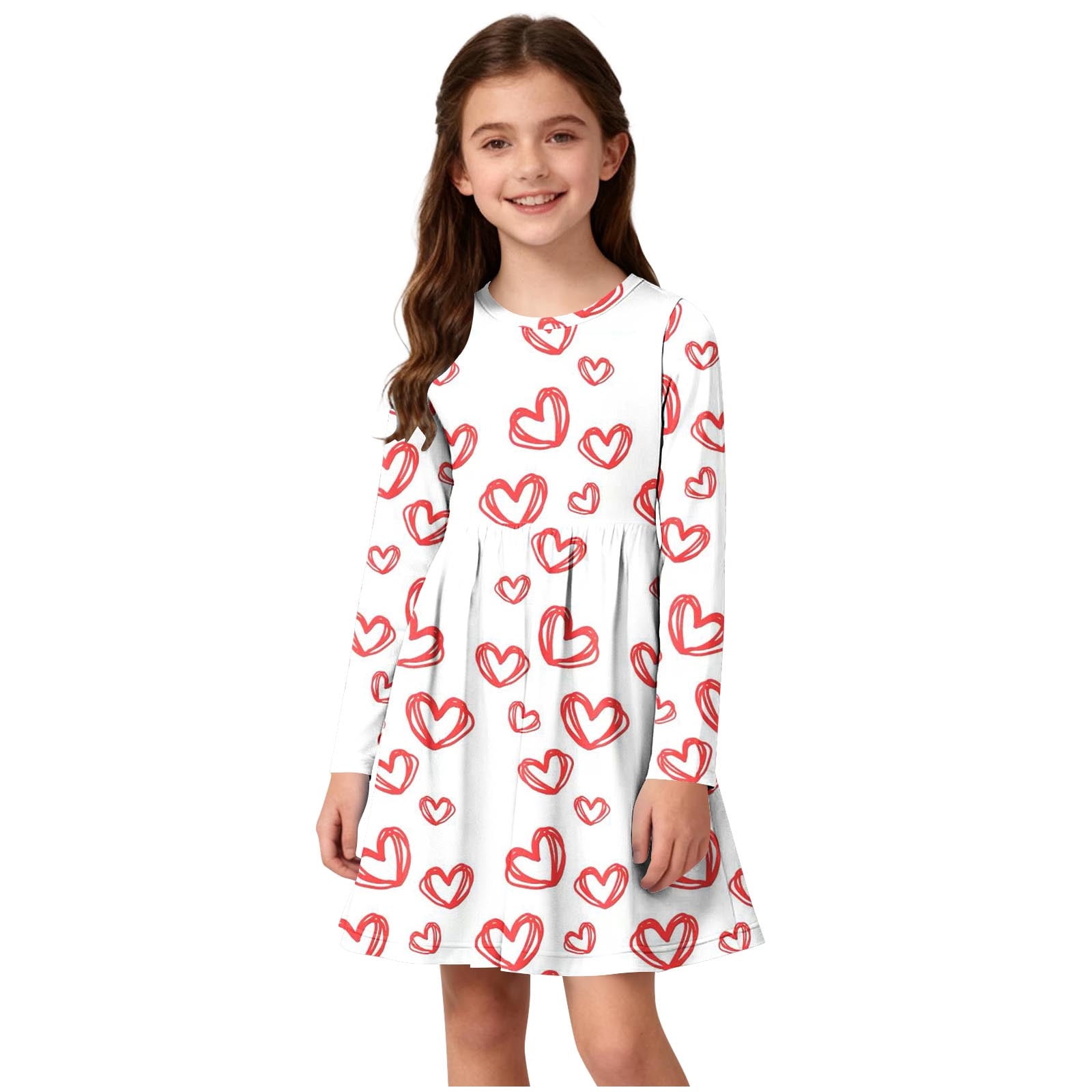 Levmjia 4-14 Years Girls Valentine's Day Print Long Sleeve Round Neck ...