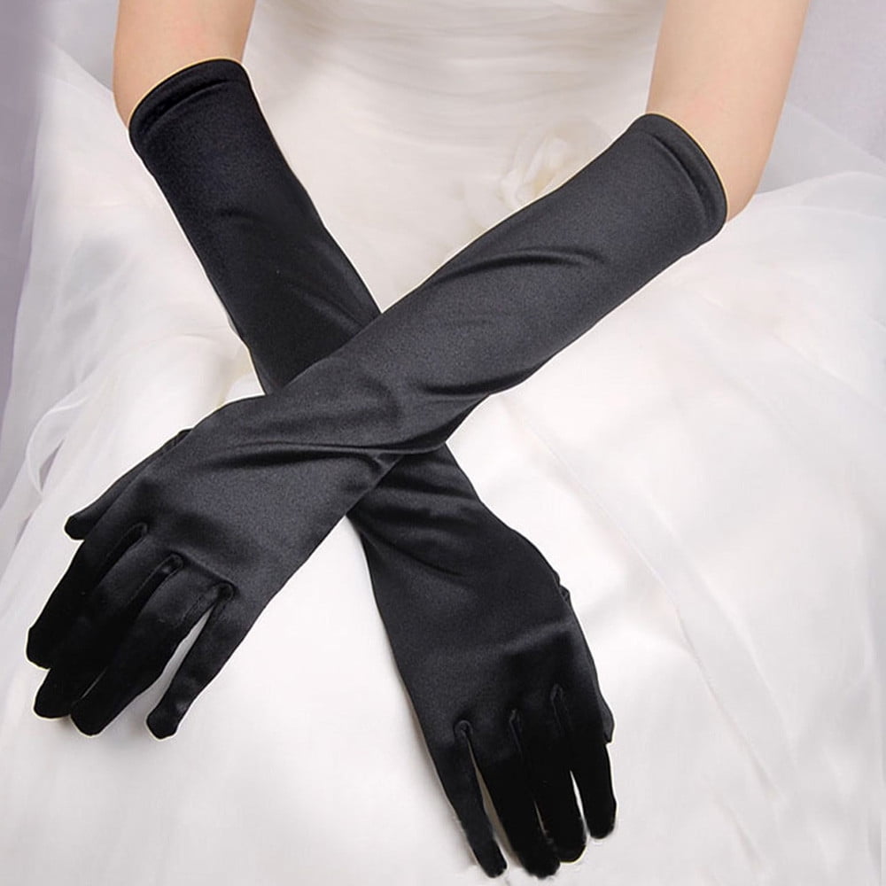 Levmjia Clearance Gloves Womens Satin Long Gloves Opera Wedding Bridal ...