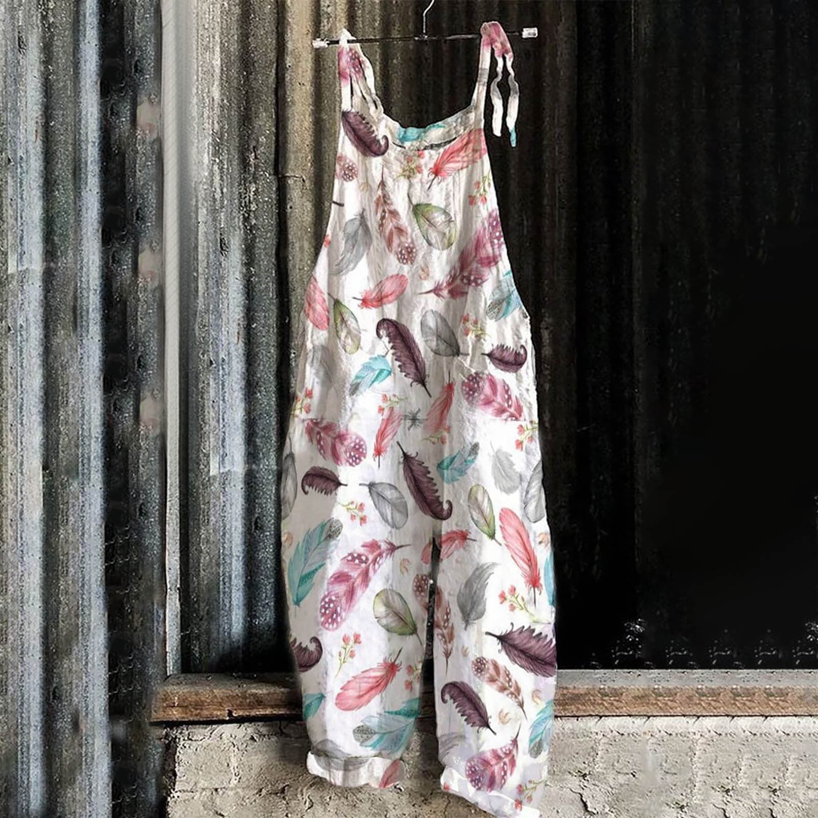 Levmjia Clearance PantsWomens Overalls Ethnic Style Printed Cold ...