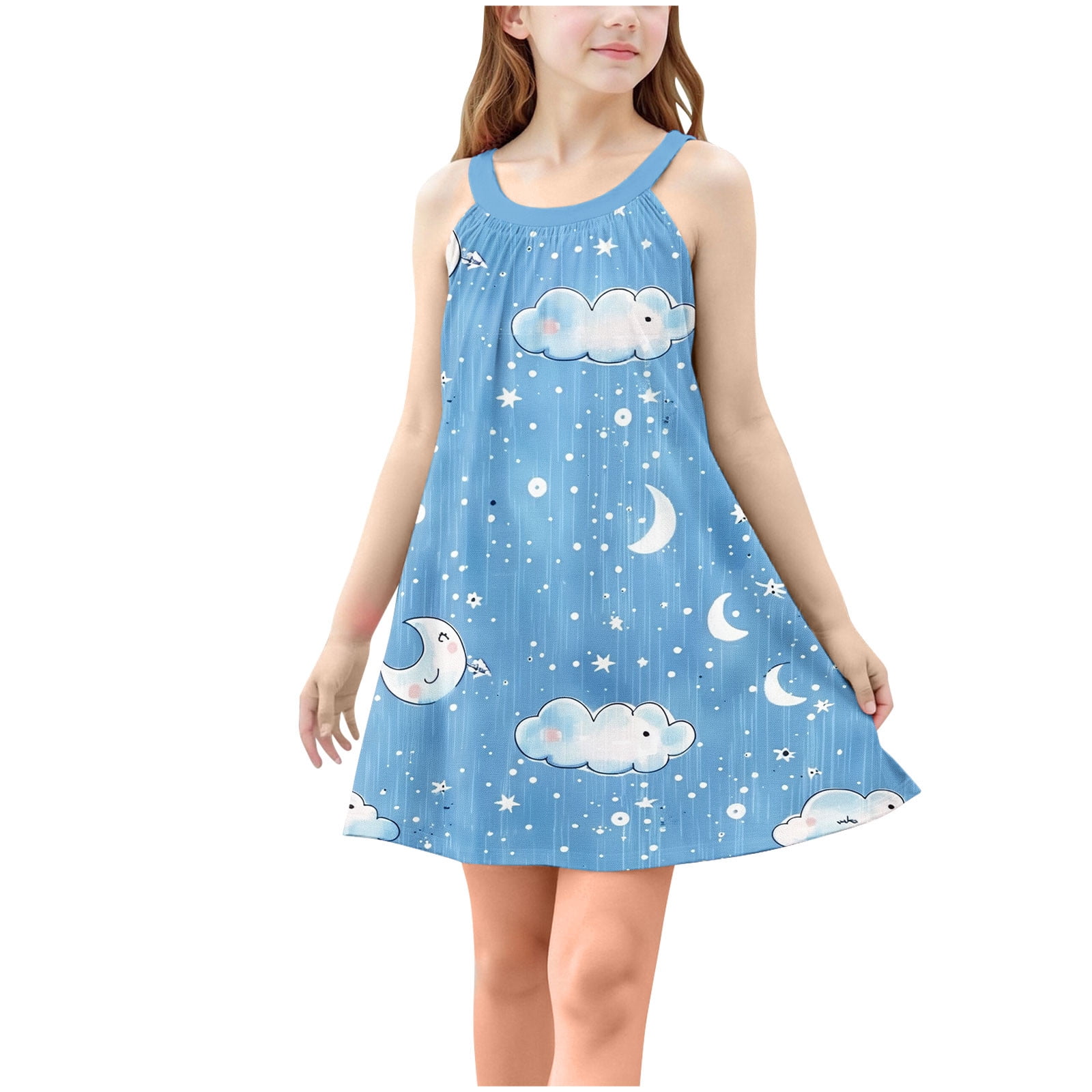 Levmjia Flower Girl Dresses Sleeveless Floral Print Summer Dress Cotton ...