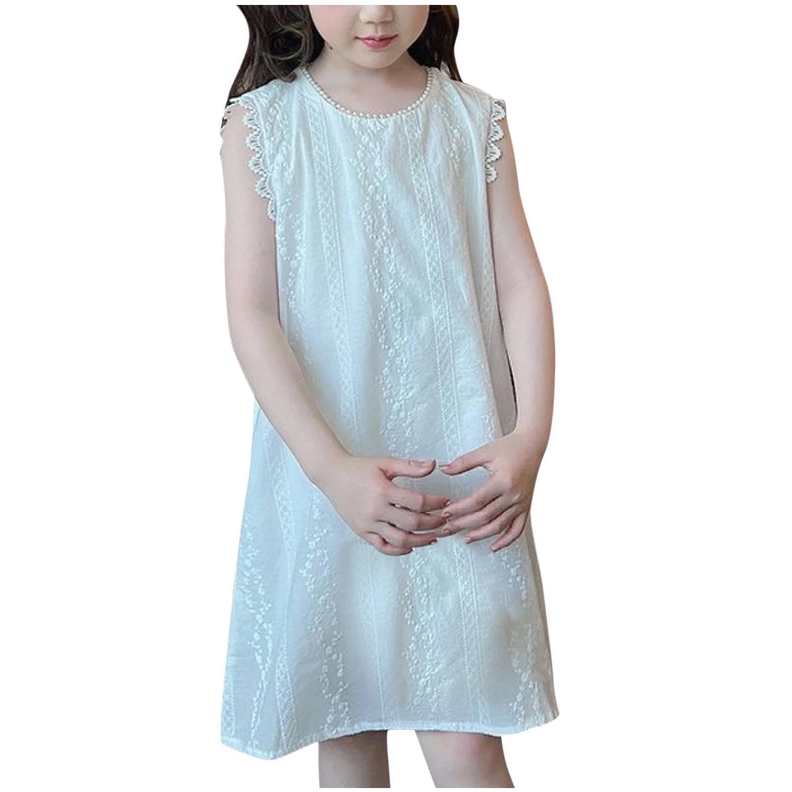 Levmjia Girls Summer Dress Sleeveless Floral Print Casual Cotton Dress ...