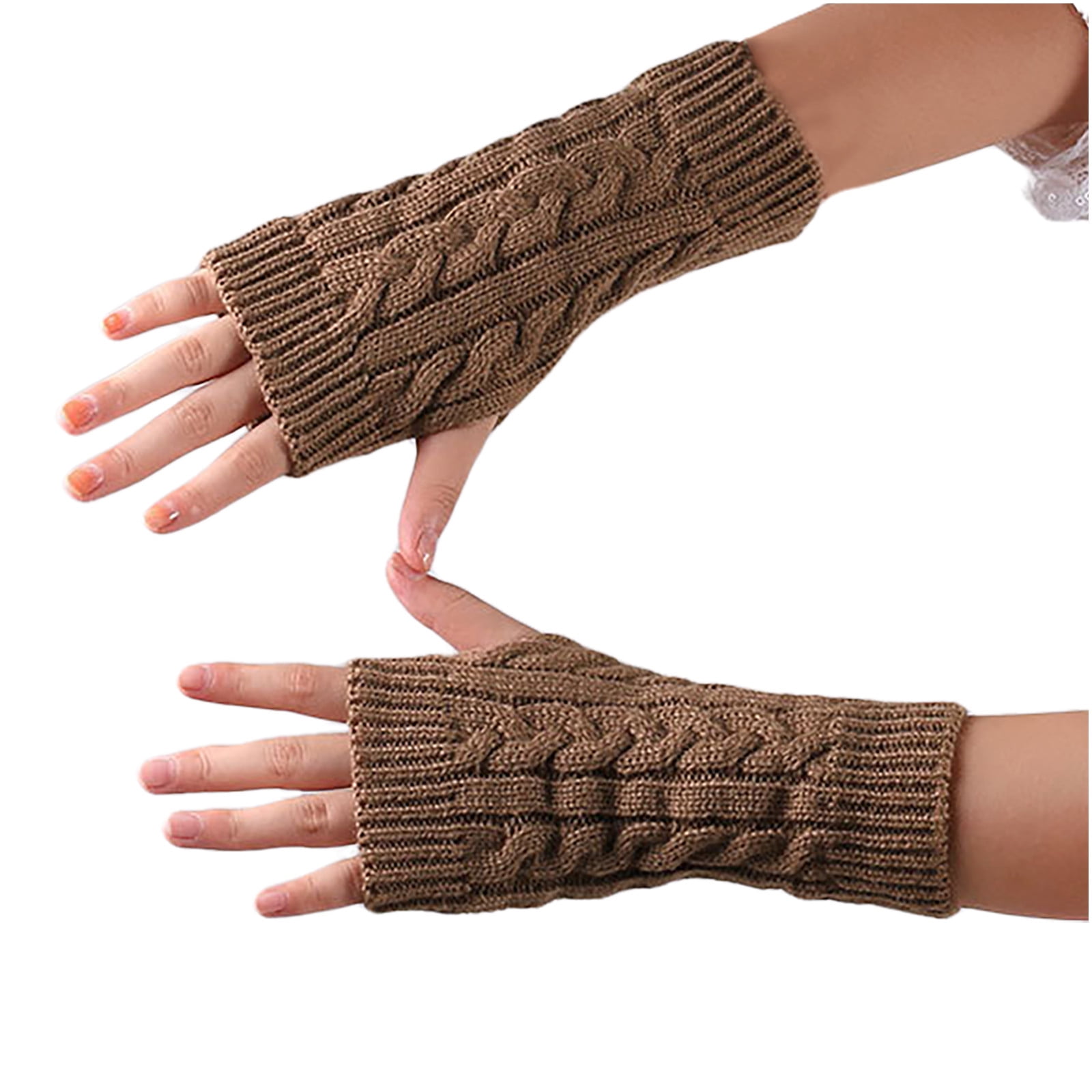 Levmjia Girls Winter Gloves,Warm Knitted Convertible Fingerless Gloves ...