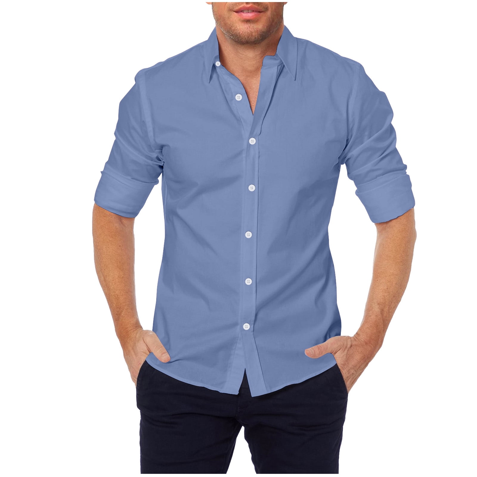 Levmjia Long Sleeve Shirts for Men Casual Fashion Patchwork Turn-down ...