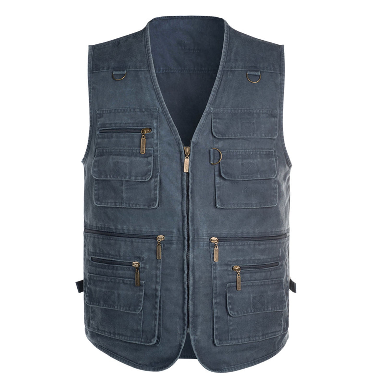 Levmjia Men's Cotton Utility Vest Work Vest Outdoor Sleeveless V-Neck ...