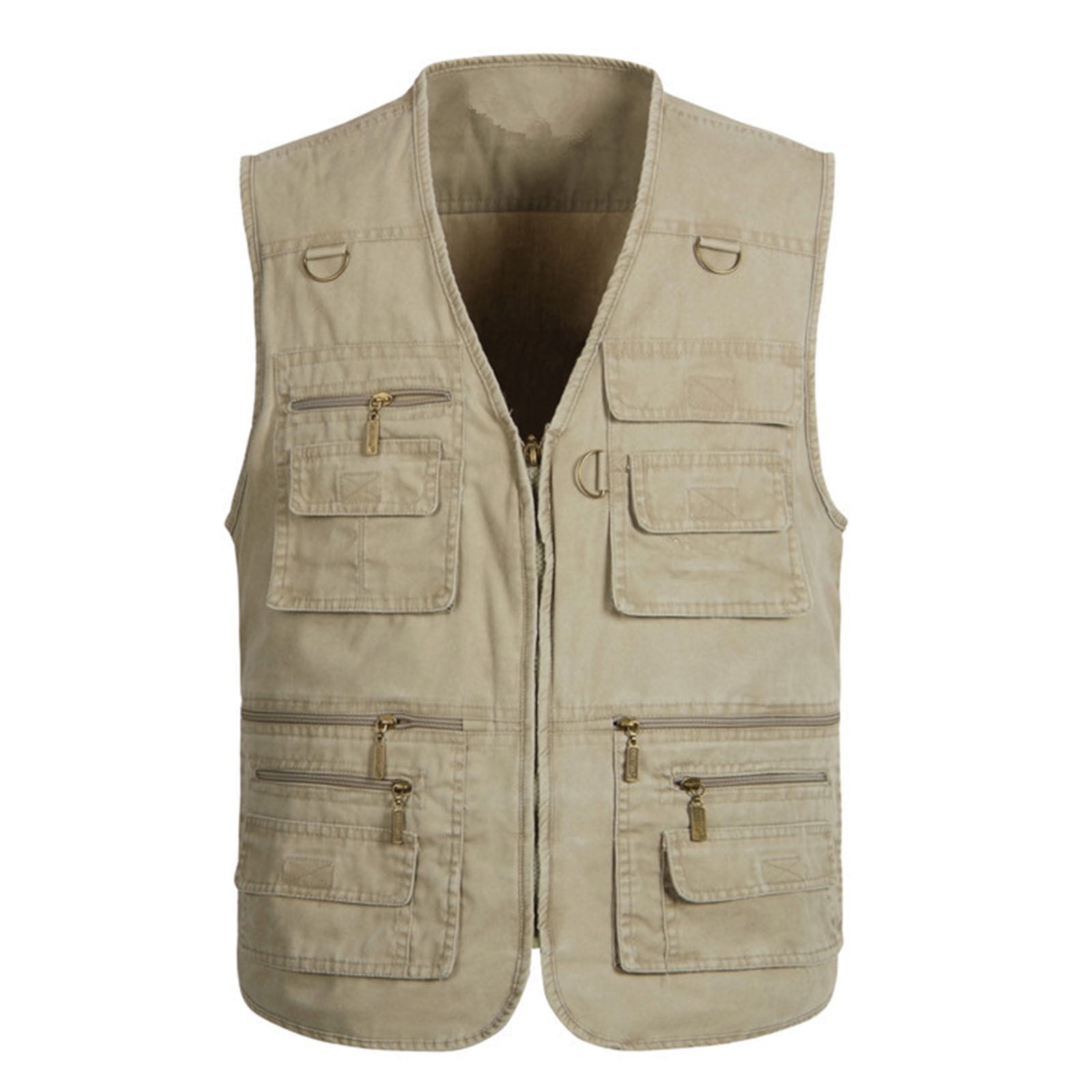 Levmjia Men's Cotton Utility Vest Work Vest Outdoor Sleeveless V-Neck ...