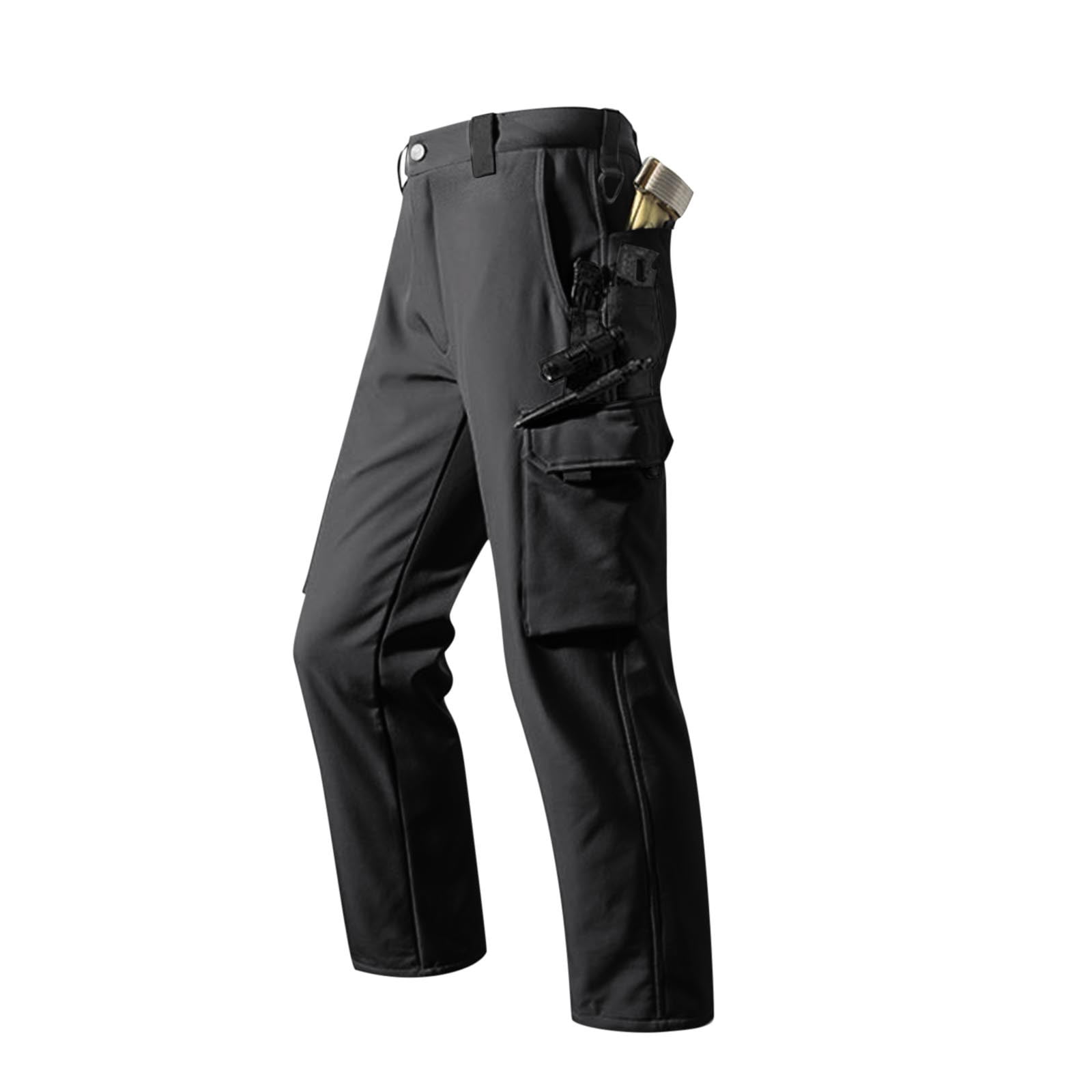 Levmjia Men's Fleece Lined Cargo Pants Thermal Outdoor Work Trousers ...