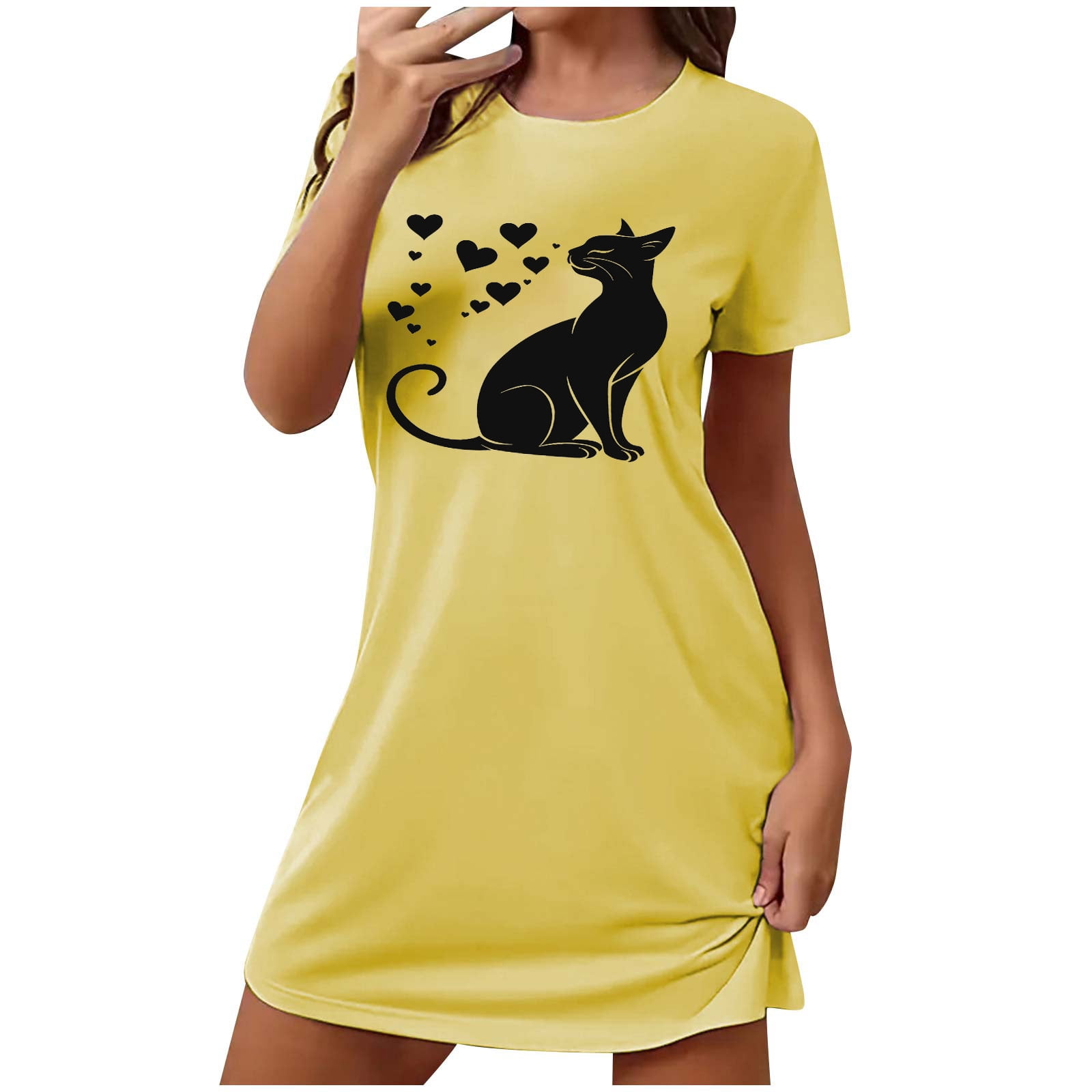 Levmjia Nightgowns For Women Sleep Dress Short Sleeve Soft Polyester ...
