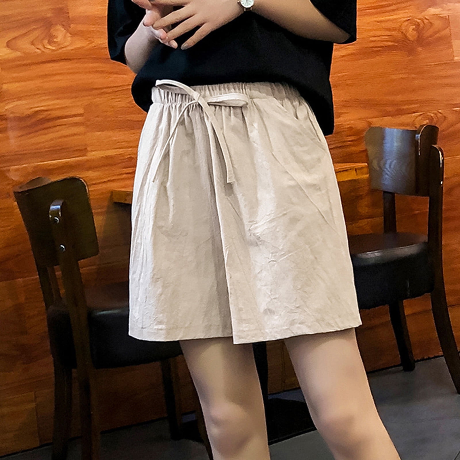 Levmjia Womens Shorts Plus Size Clearance Summer Lady Solid Casual
