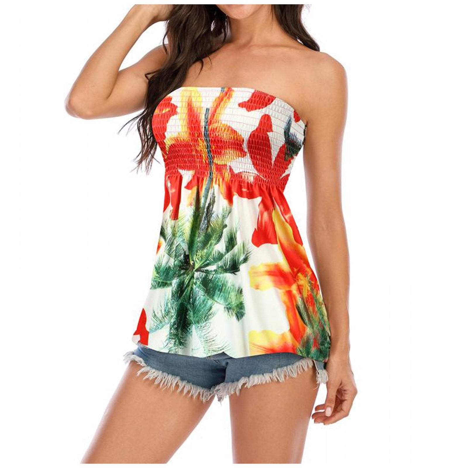 Levmjia Tank Tops For Women Plus Size Sleeveless Clearance Strapless ...