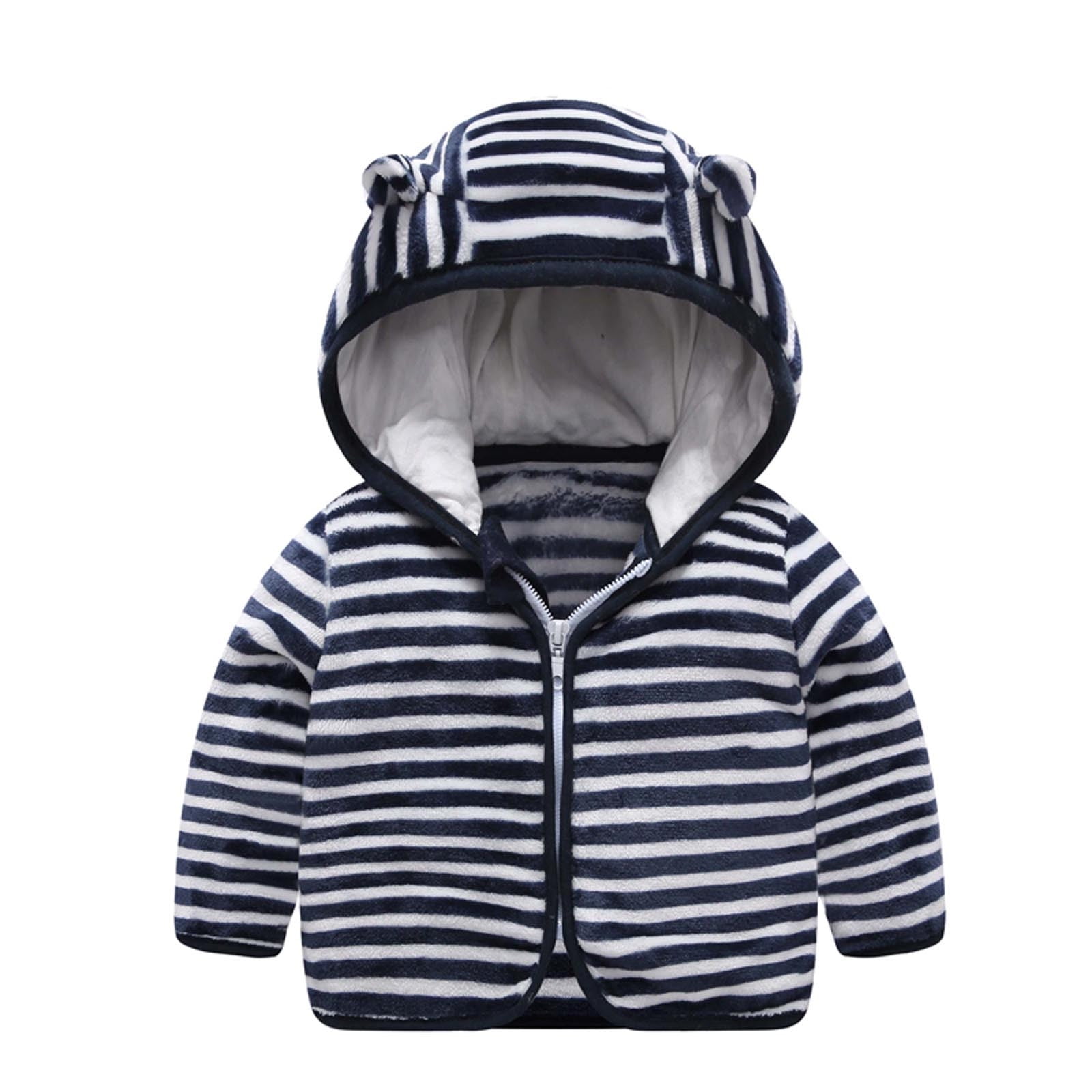 Levmjia Toddler Kids Baby Grils Boy Winter Coat Hooded Jacket Cute Ear Zipper Solid Thick Coat ...
