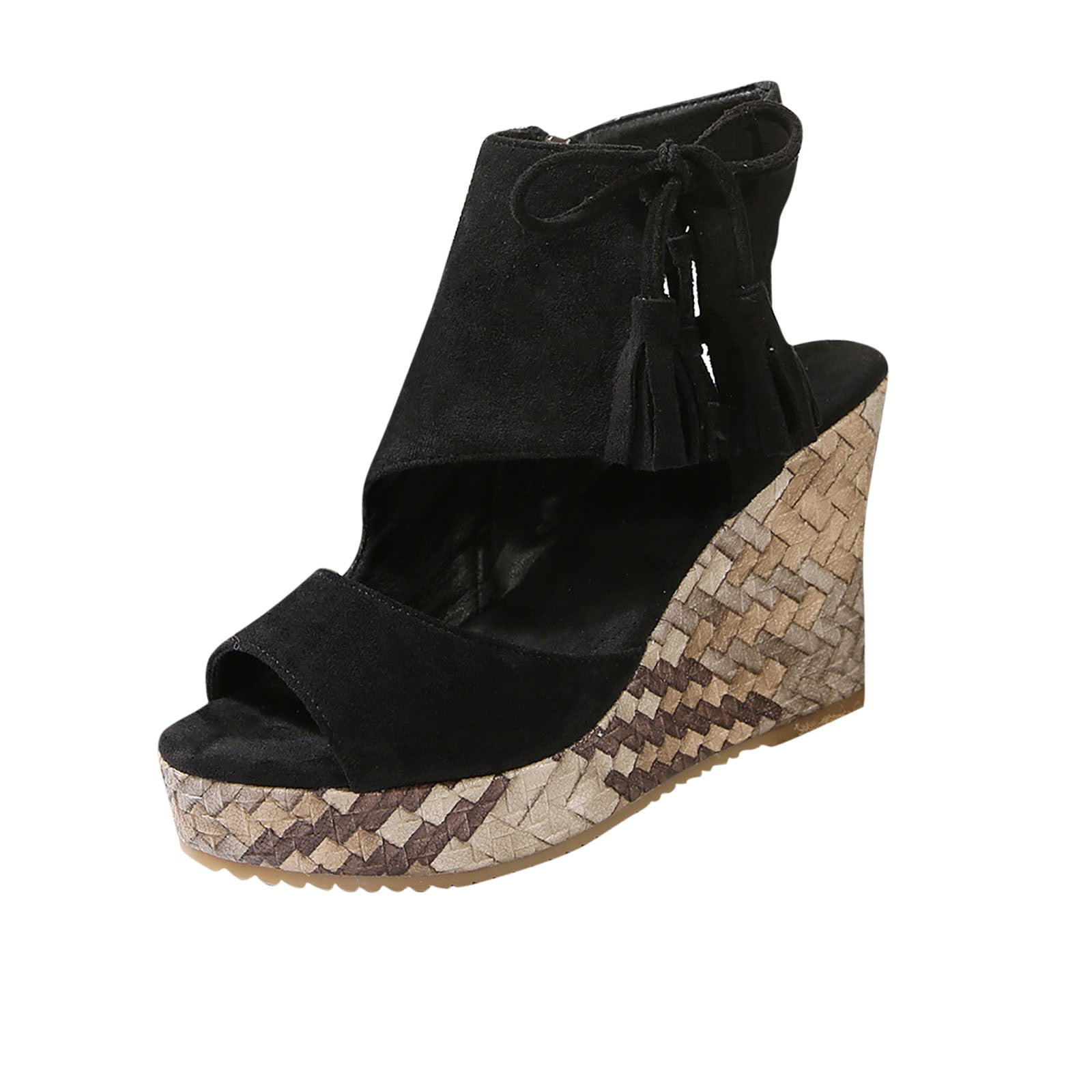 Levmjia Trendy Sandals For Women Comfort Wedge Synthetic Suede Buckle ...