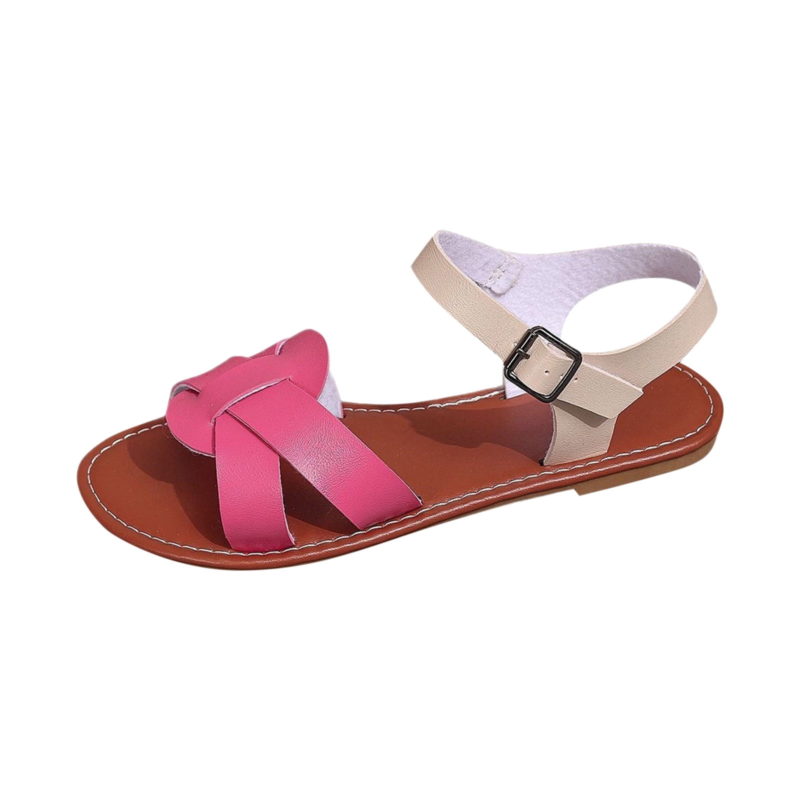 Levmjia Trendy Sandals For Women Comfortable Casual Leather Flat Slip ...