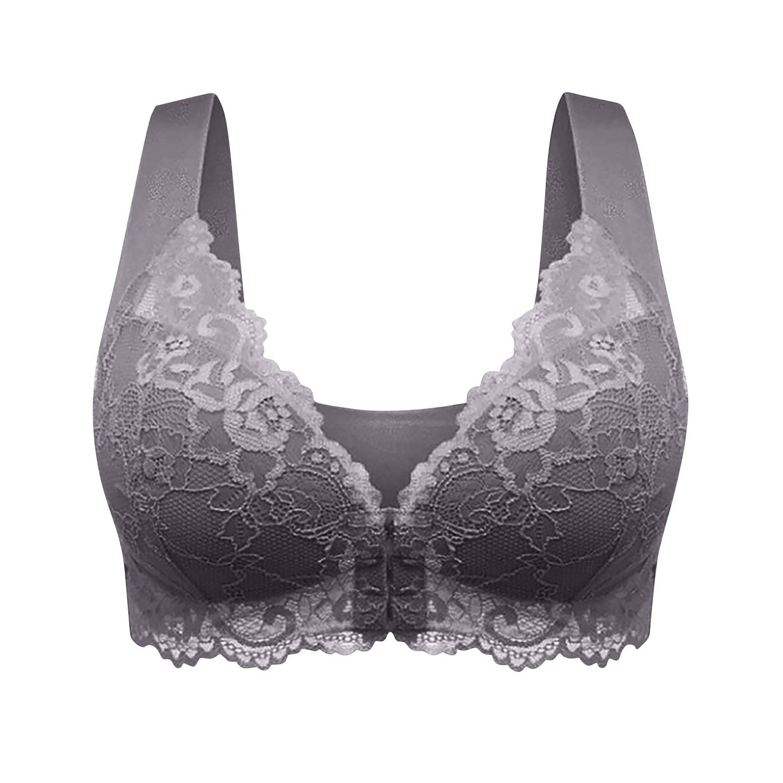 Levmjia Women Lace Bras Front Closure Wireless Comfort Plus Size 32-40B ...