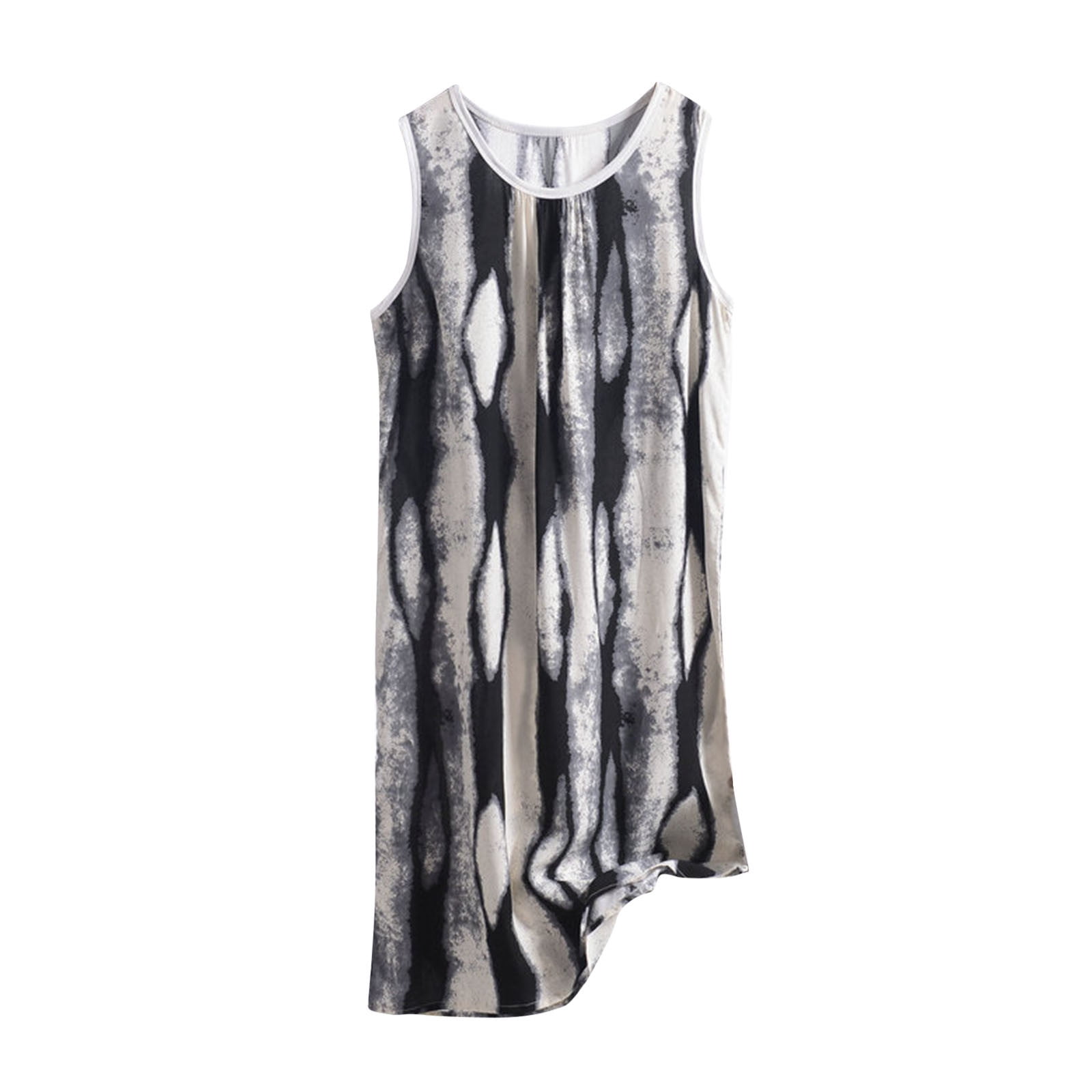 Levmjia Women's Nightgown Soft Breathable Cotton Round Neck Sleeveless ...