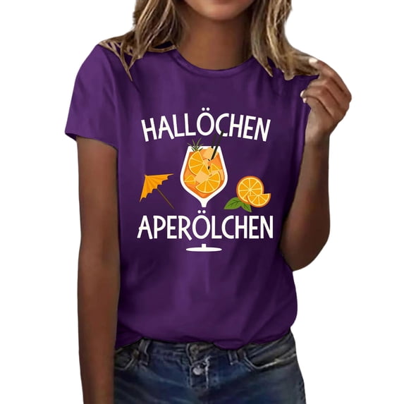 Levmjia Women's Short Sleeve Graphic Tee German Aperitif Slogan Print ...