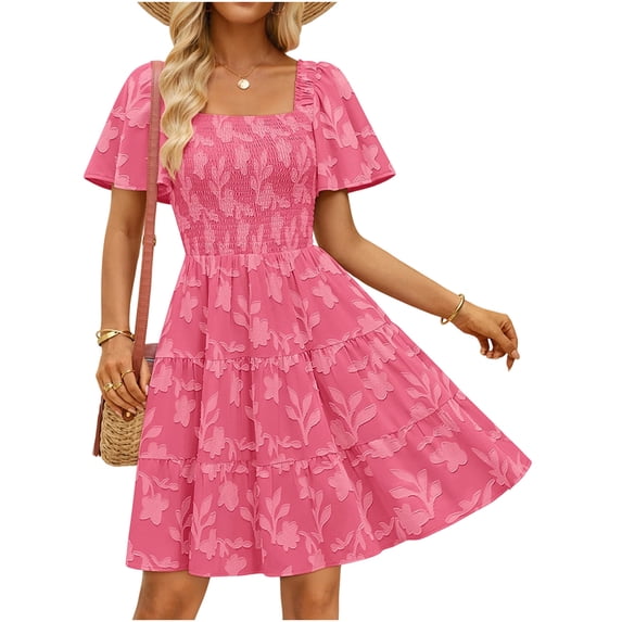 Levmjia Womens Boho Floral Print Dress Short Sleeve Bandage Dresses ...