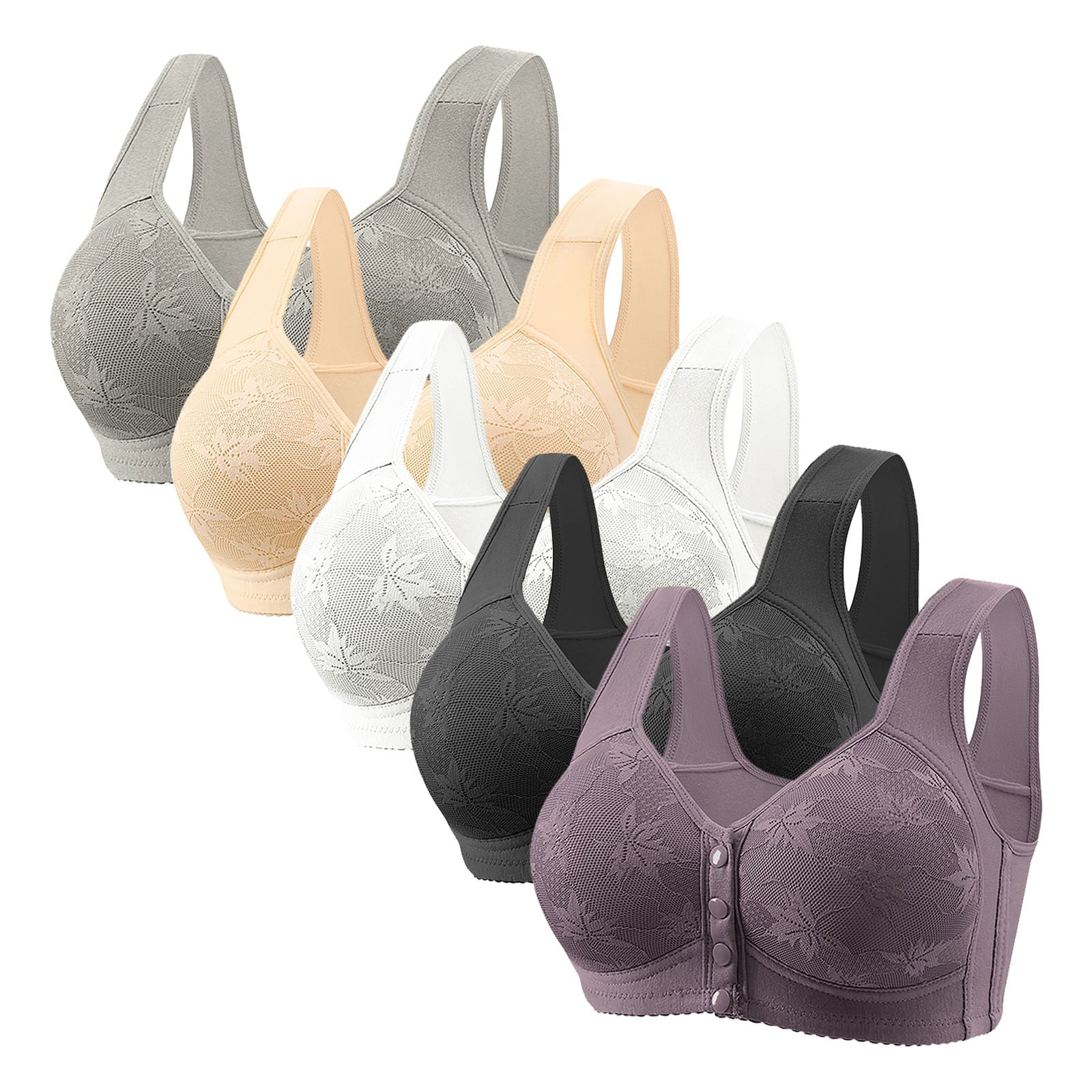 Levmjia Womens Bras Lace Non Magnetic Non Steel Ring Gathered Thin Cup Adjustable Straps ...