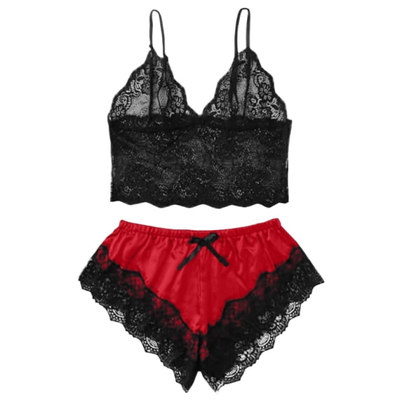 Levmjia Womens Lace 2 Piece Lingerie Set Spaghetti Strap Bralette And ...