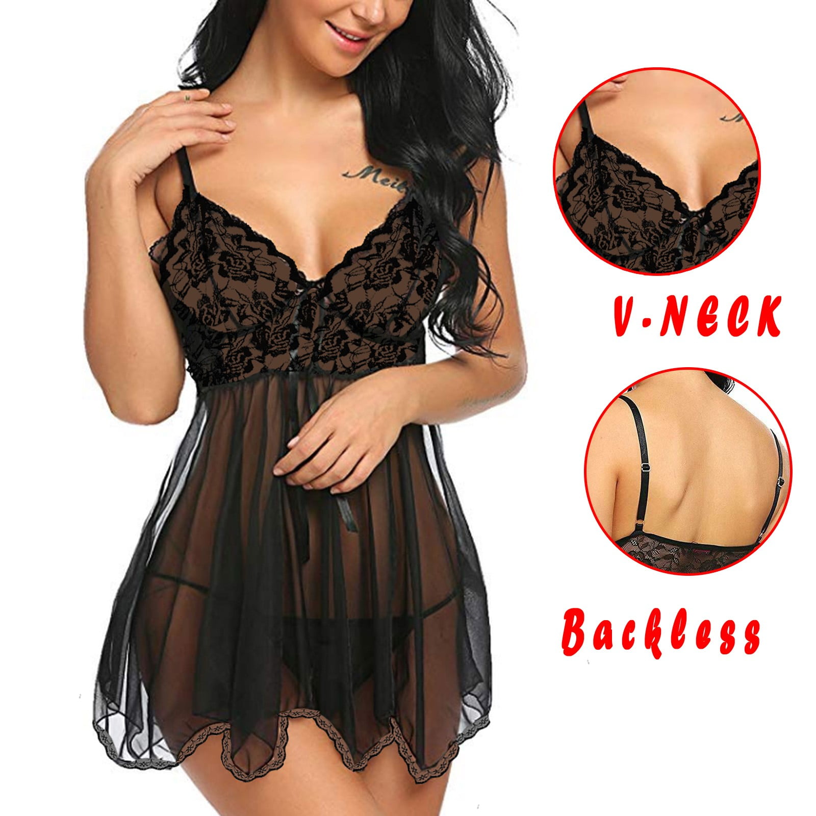 Levmjia Womens Lingerie Ladies Underwire Cute Lace Black Thong Set ...