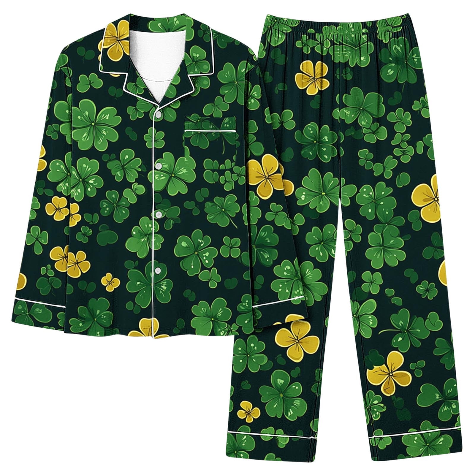 Levmjia Womens Pajama Set Turtleneck Long Sleeve Button St. Patrick's ...