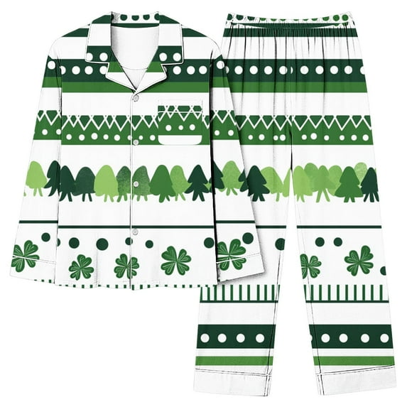 Levmjia Womens Pajama Set Turtleneck Long Sleeve Button St. Patrick's ...