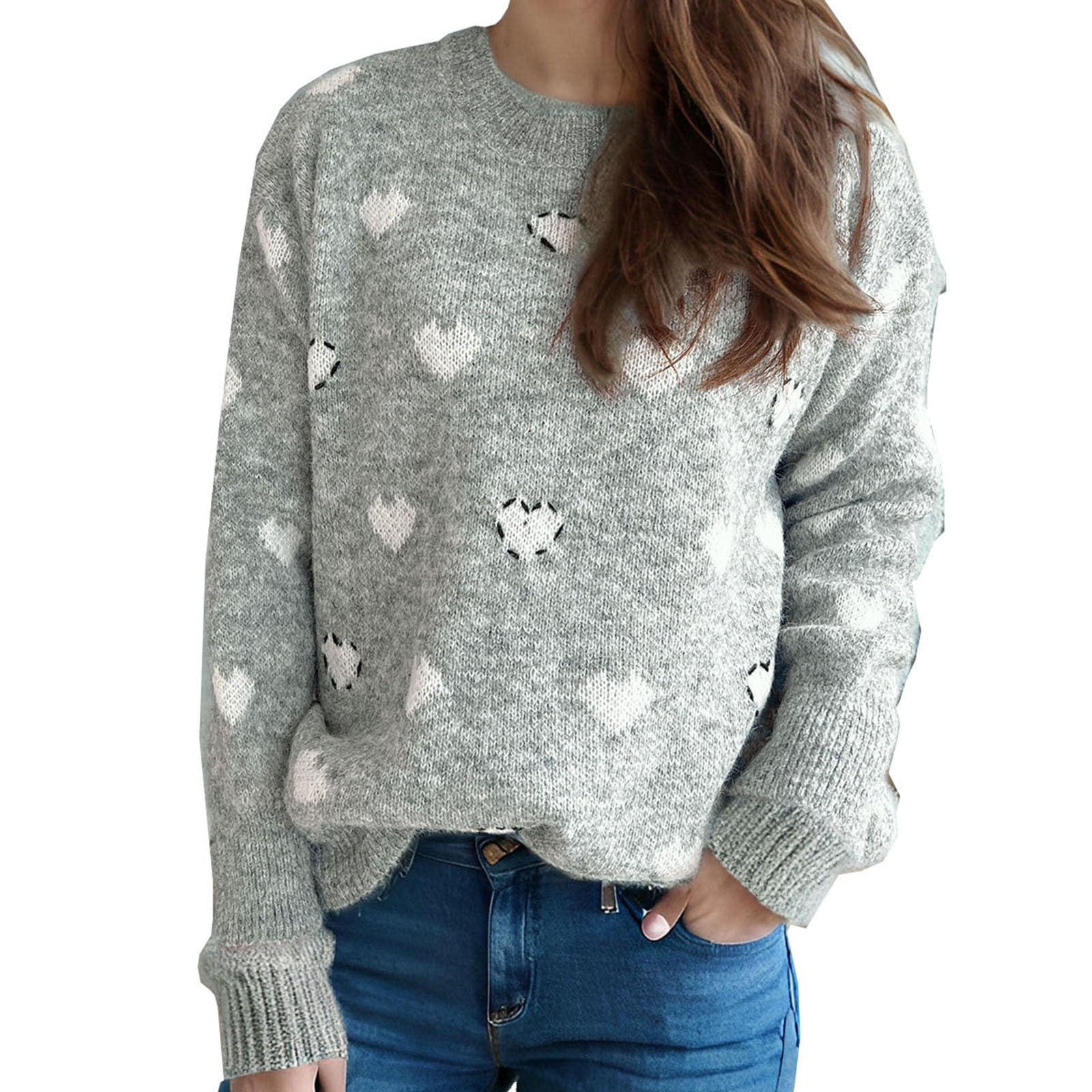 Levmjia Womens Sweater Ladies Knit Top Cashmere Blend Cable Knit Long ...