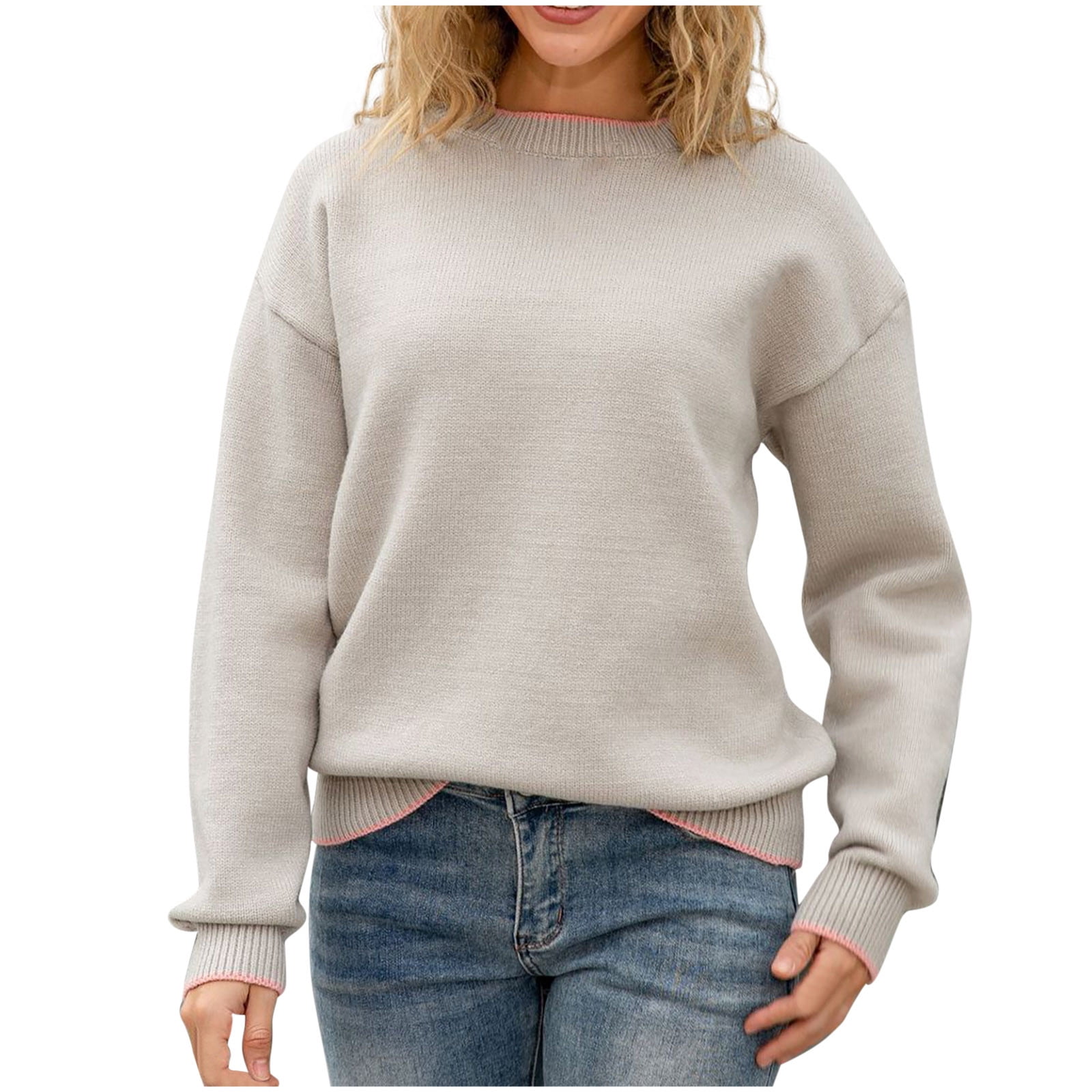 Levmjia Womens Sweater Ladies Knit Top Cashmere Cable Knit V-Neck Long ...