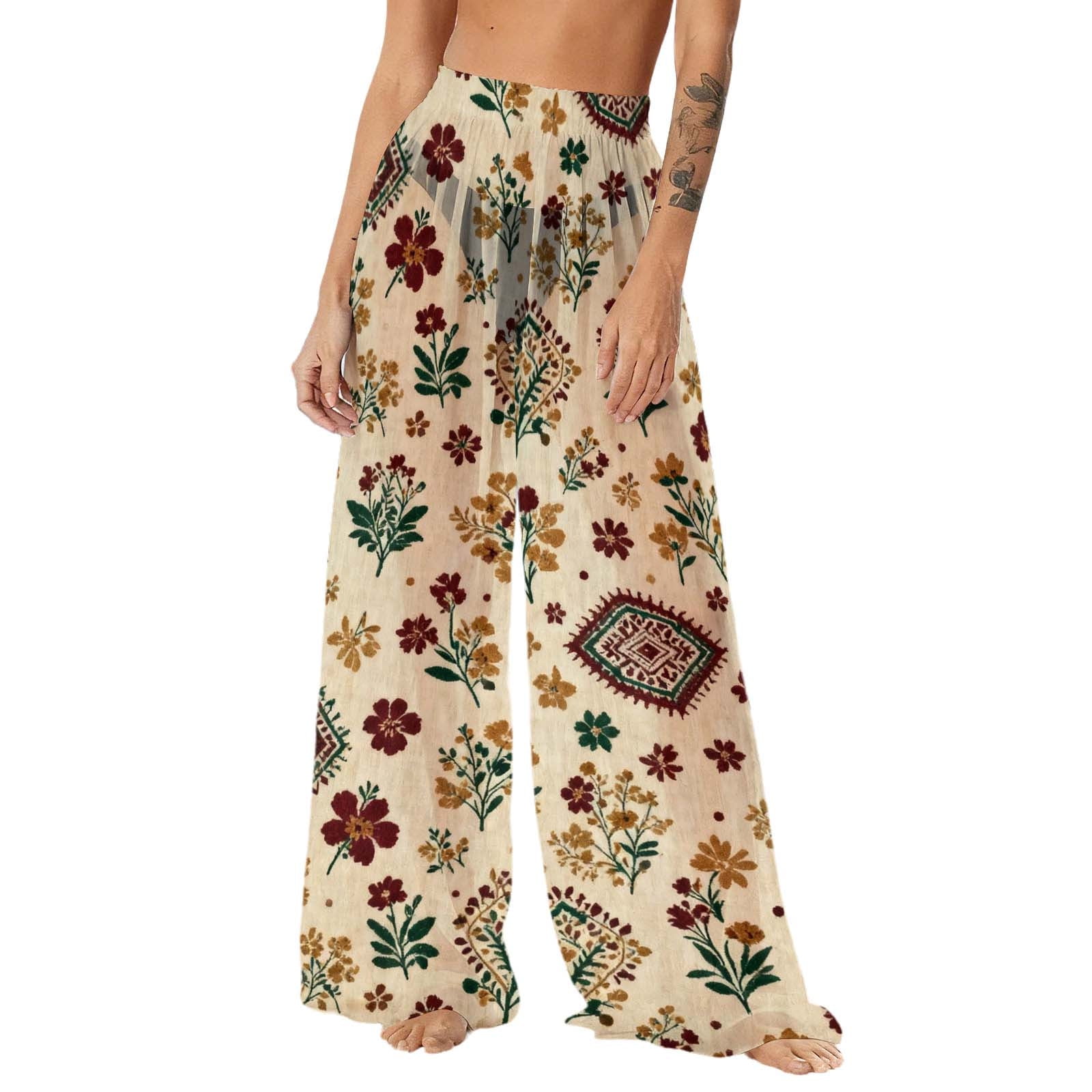 Levmjia Womens Swim Pants Cover Up Quick Dry Floral Printed Sun ...
