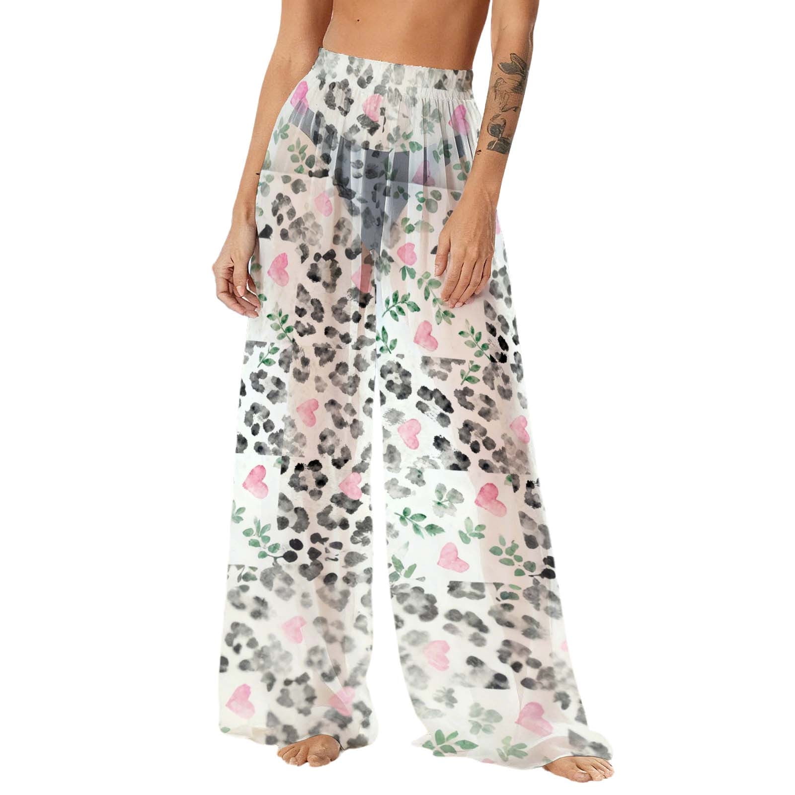 Levmjia Womens Swim Wide Leg Pants Cover Up Quick Dry Sunscreen Floral ...