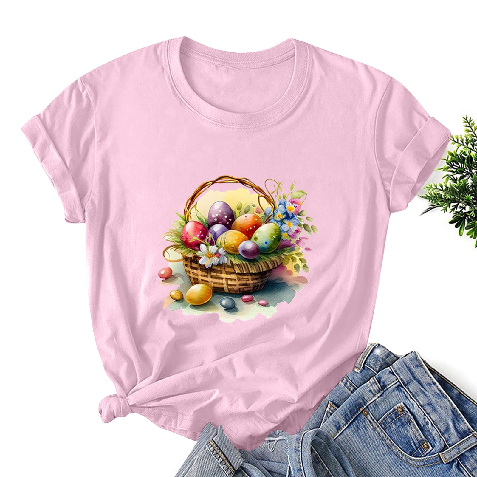 Levmjia Womens Tops Plus Size Easter Tee Shirt Easter Women's Casual ...
