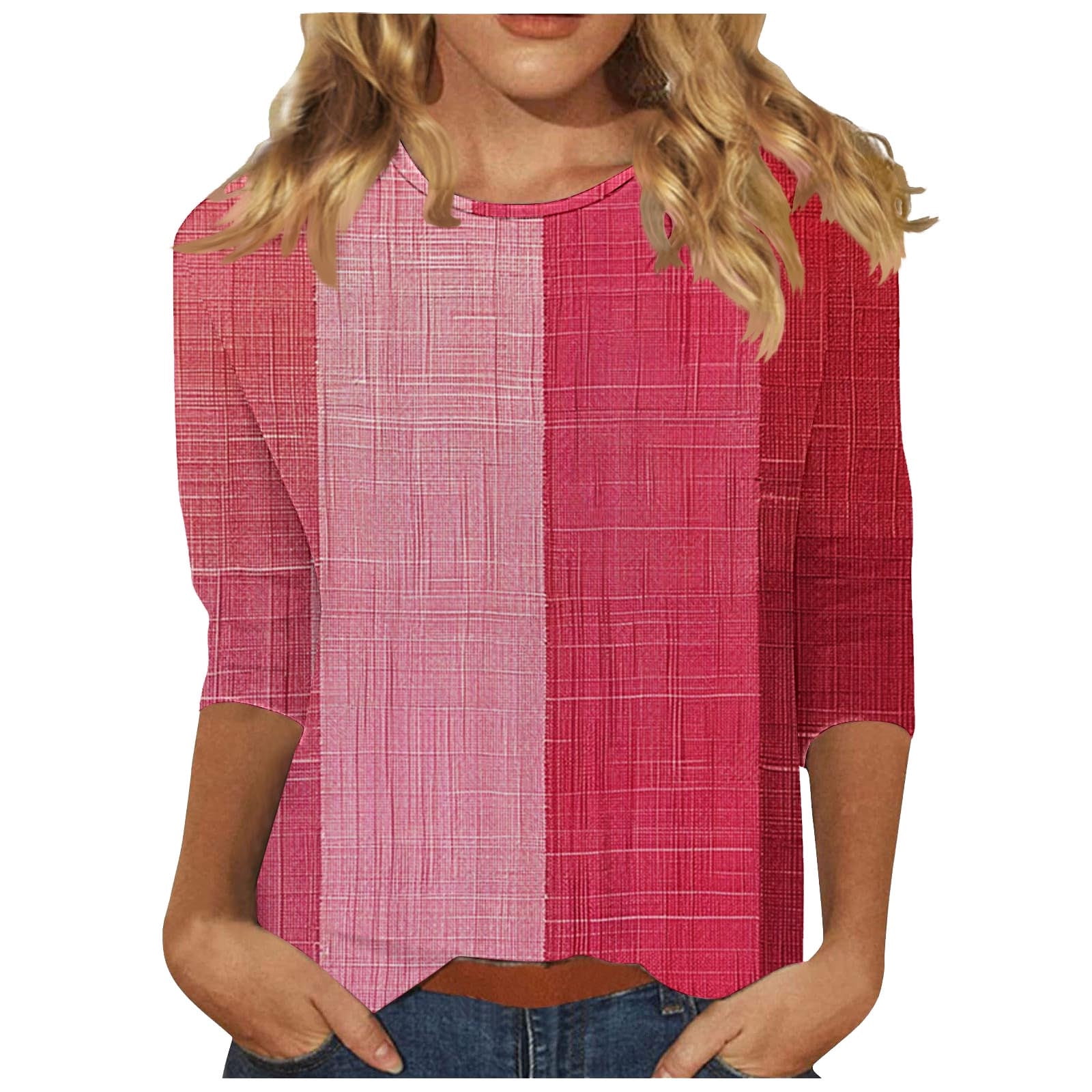 Levmjia Womens Tops Round Neck Long Sleeve Cotton Blouse Casual Work ...