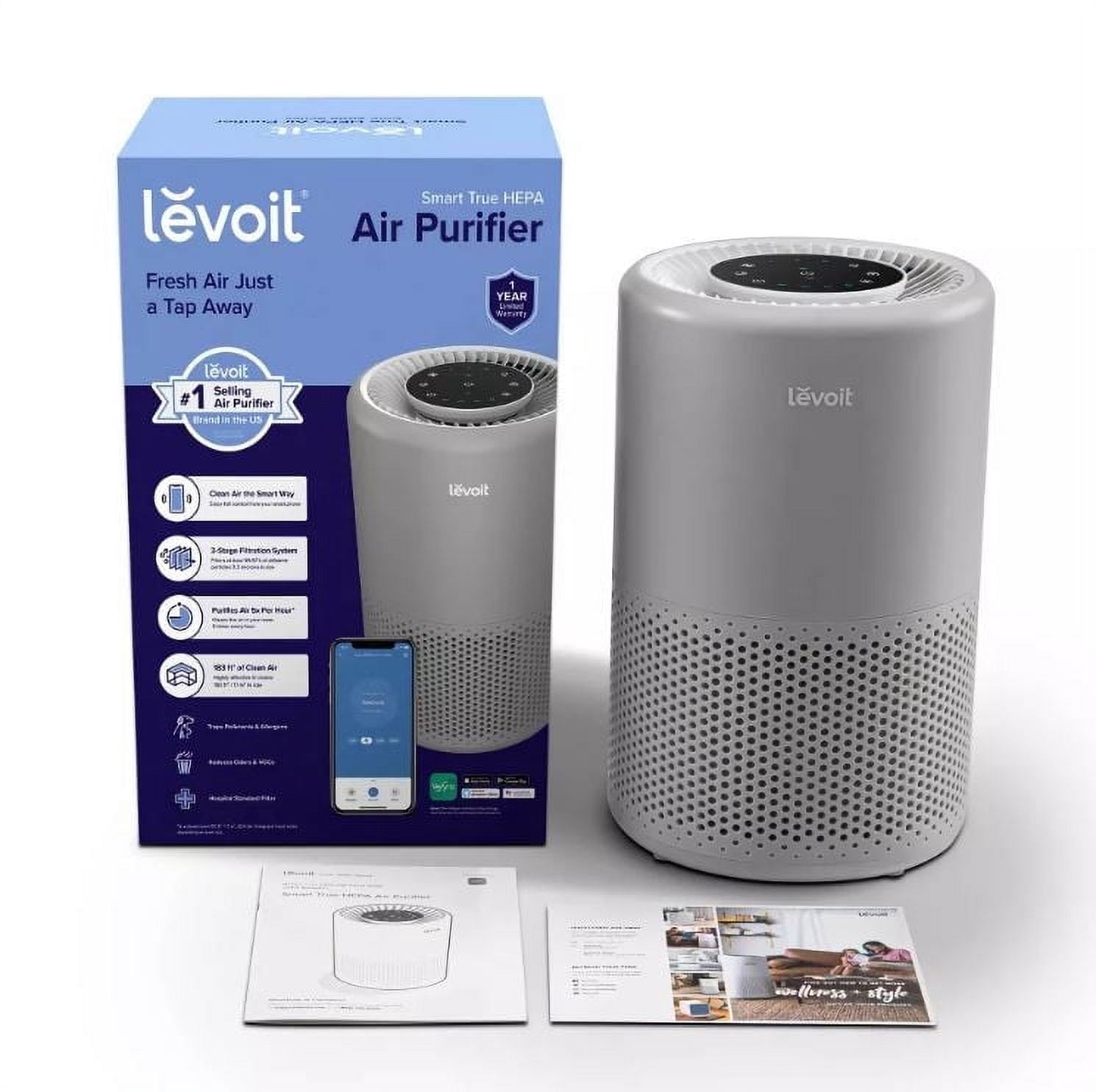 Levoit Core 200S Smart True HEPA Air Purifier for Medium Room, Home ...