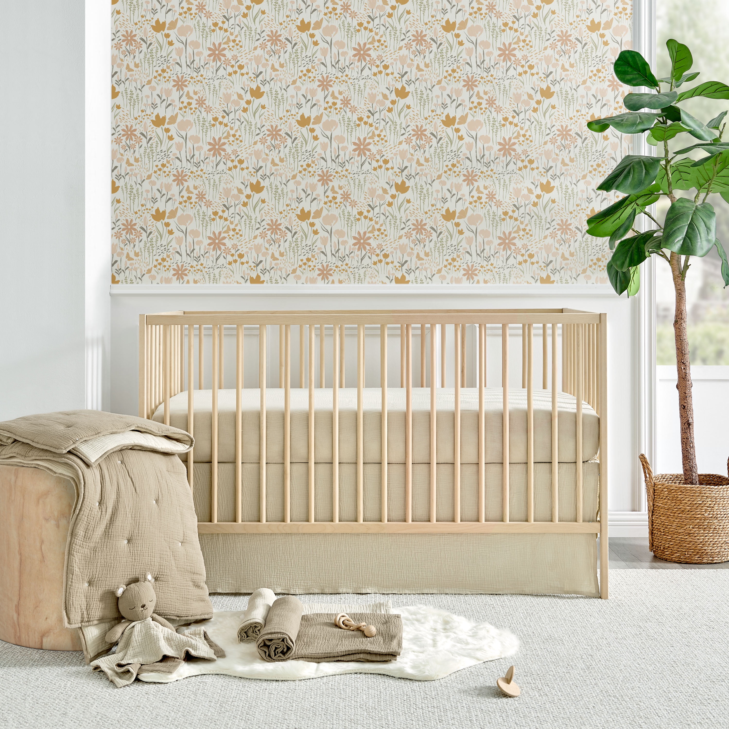 Levtex Baby - Cloud Muslin Crib Bed Set - Baby Nursery Set - Cacao and ...