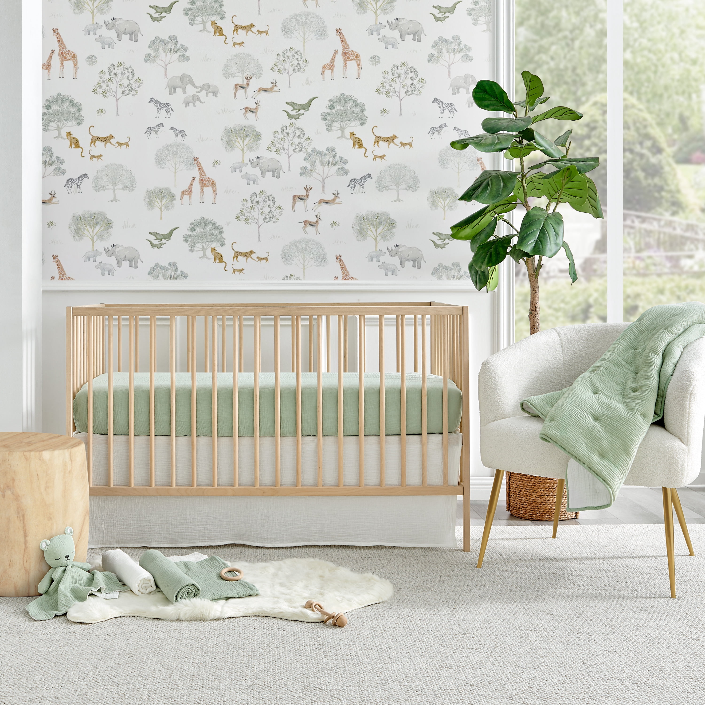 Levtex Baby - Cloud Muslin Crib Bed Set - Baby Nursery Set - Sage and ...
