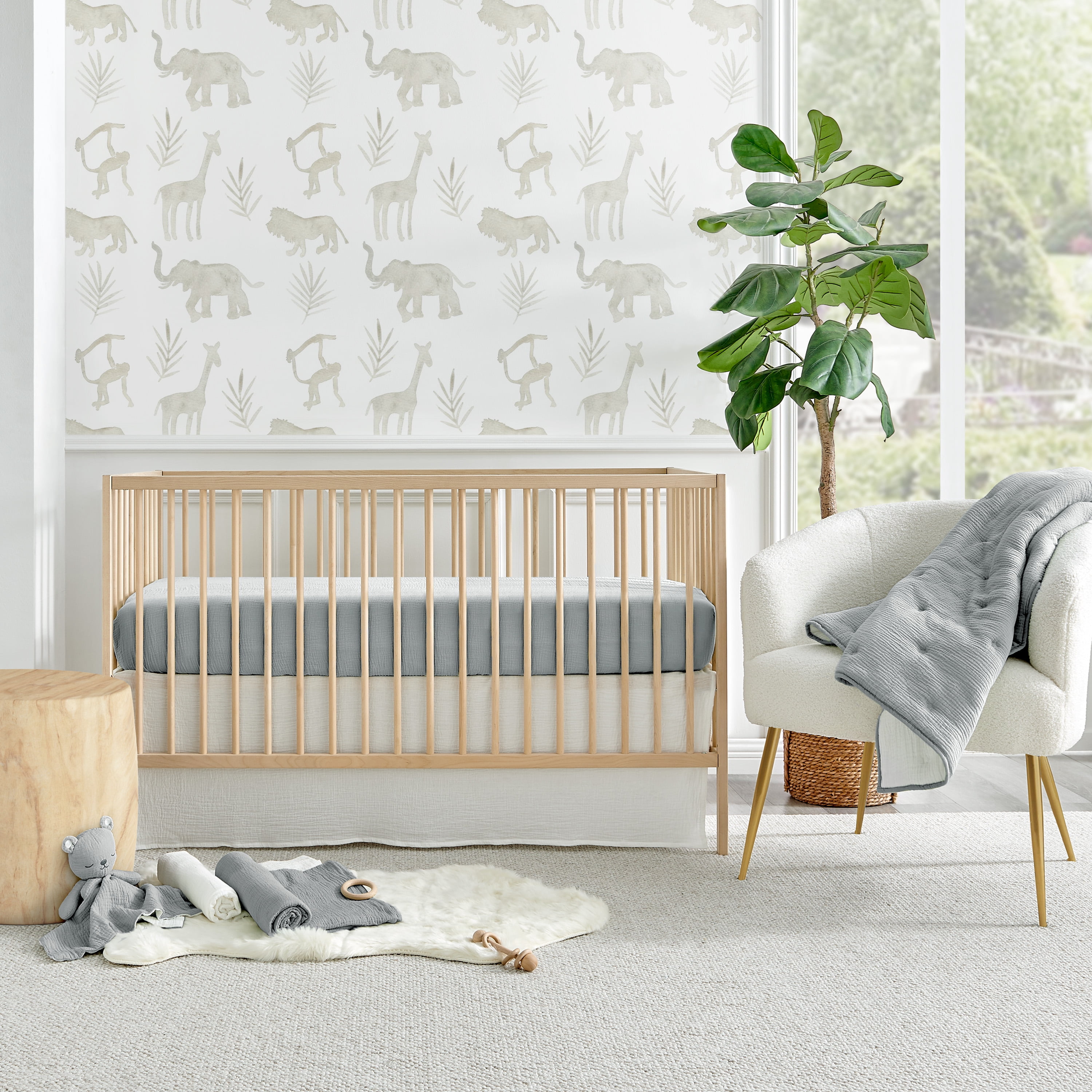 Levtex Baby - Cloud Muslin Crib Bed Set - Baby Nursery Set - Grey and ...