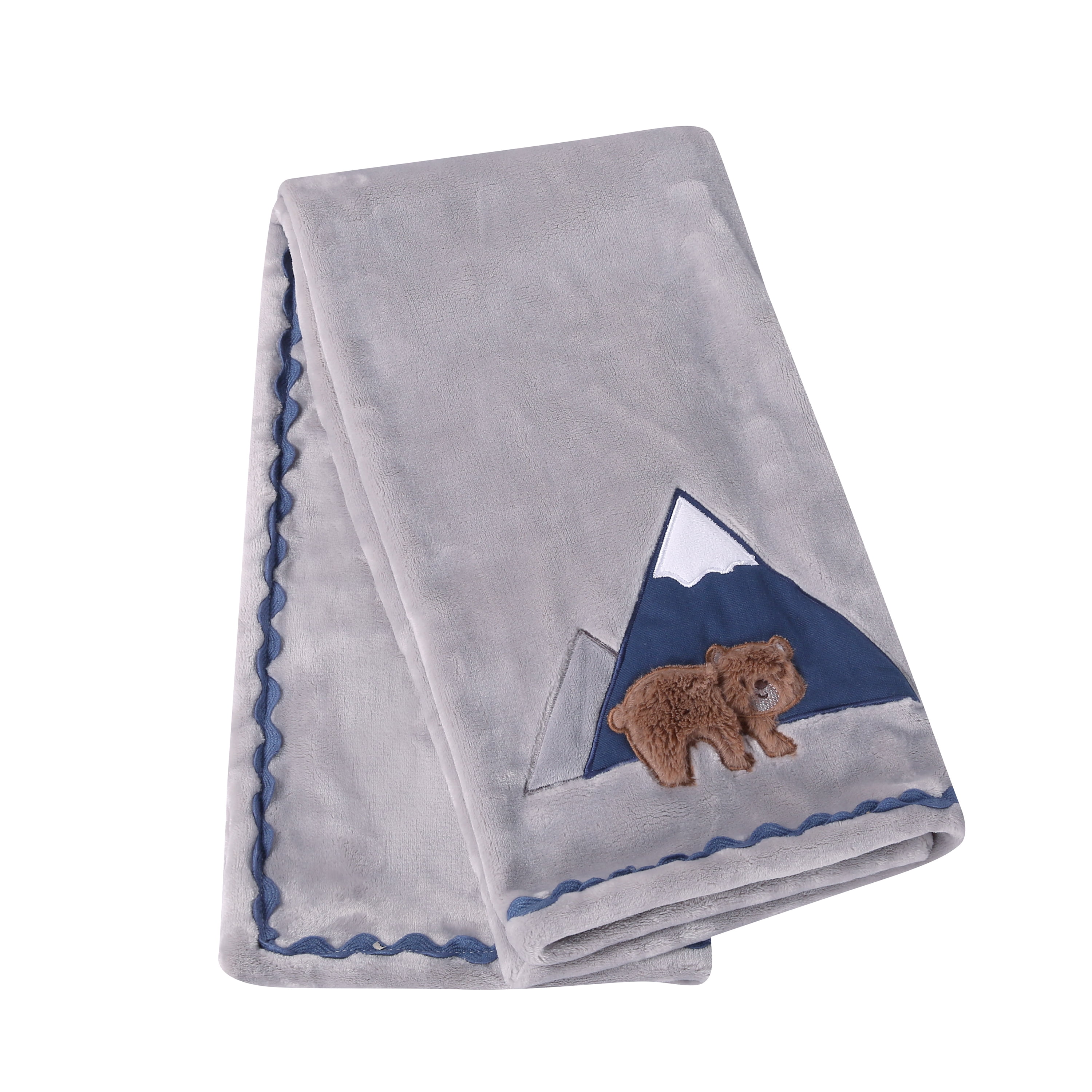 Levtex Baby - Emerson Plush Blanket - Appliqued and Embroidered Bear ...