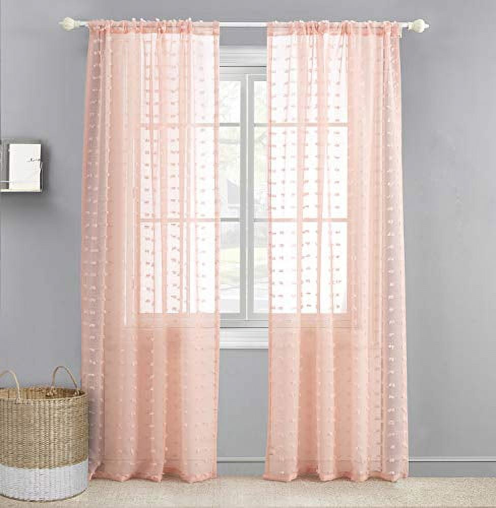 Levtex Baby - Tufted Pink Sheer Drape Panel - Window Panel with Rod ...
