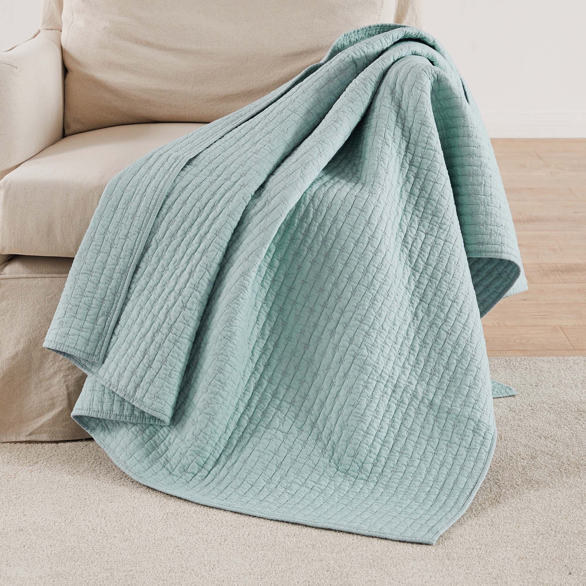 Levtex Home - Cross Stitch Blue Haze - Quilted Throw - 50x60in. - Cross ...