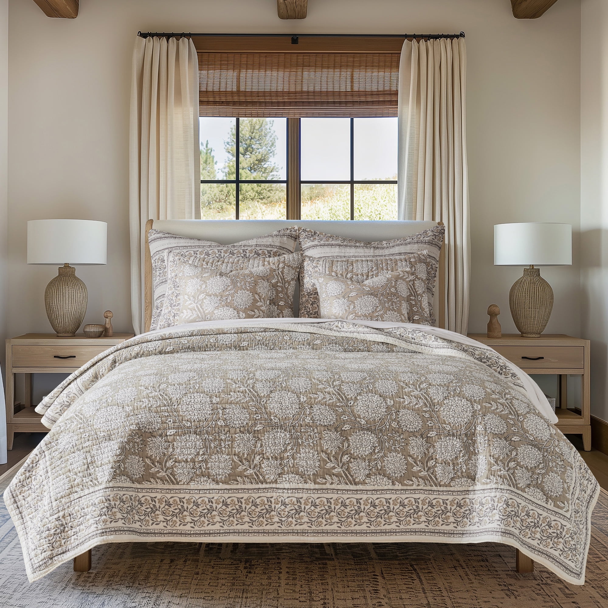 Levtex Home - Adare Taupe Quilt Set - Full/Queen Quilt and Two Standard ...