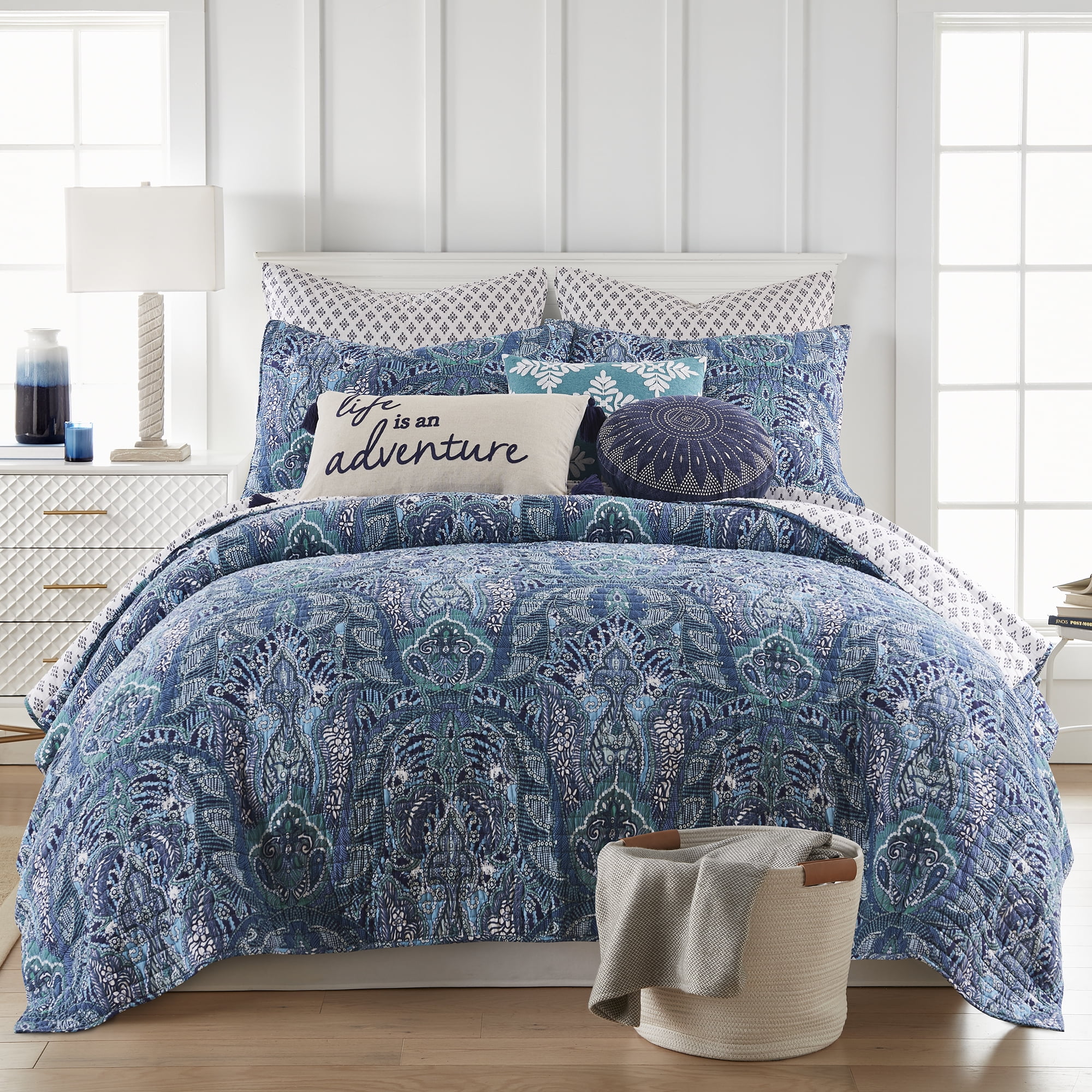 Levtex Home - Bellamy Teal Quilt Set - Full/Queen Quilt and Two ...