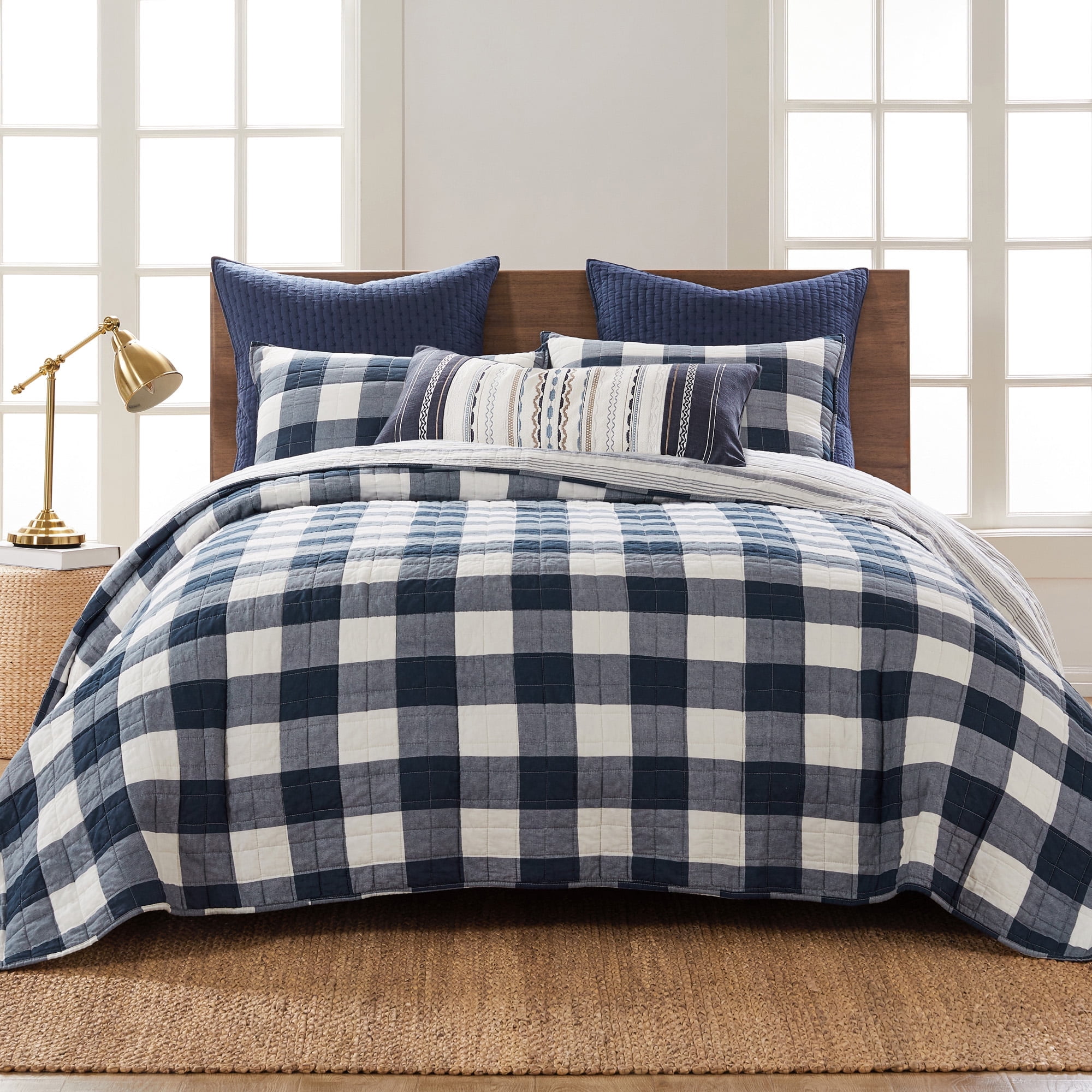 Levtex Home Camden King Bedspread Set, Buffalo Check Navy Cream ...