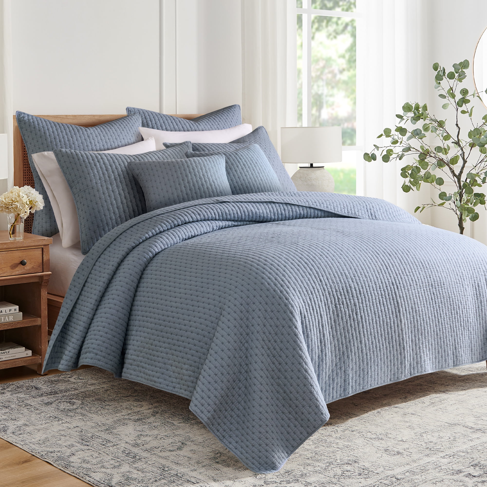 Levtex Home - Cross Stitch Chambray Quilt Set - Full/Queen Quilt + Two ...