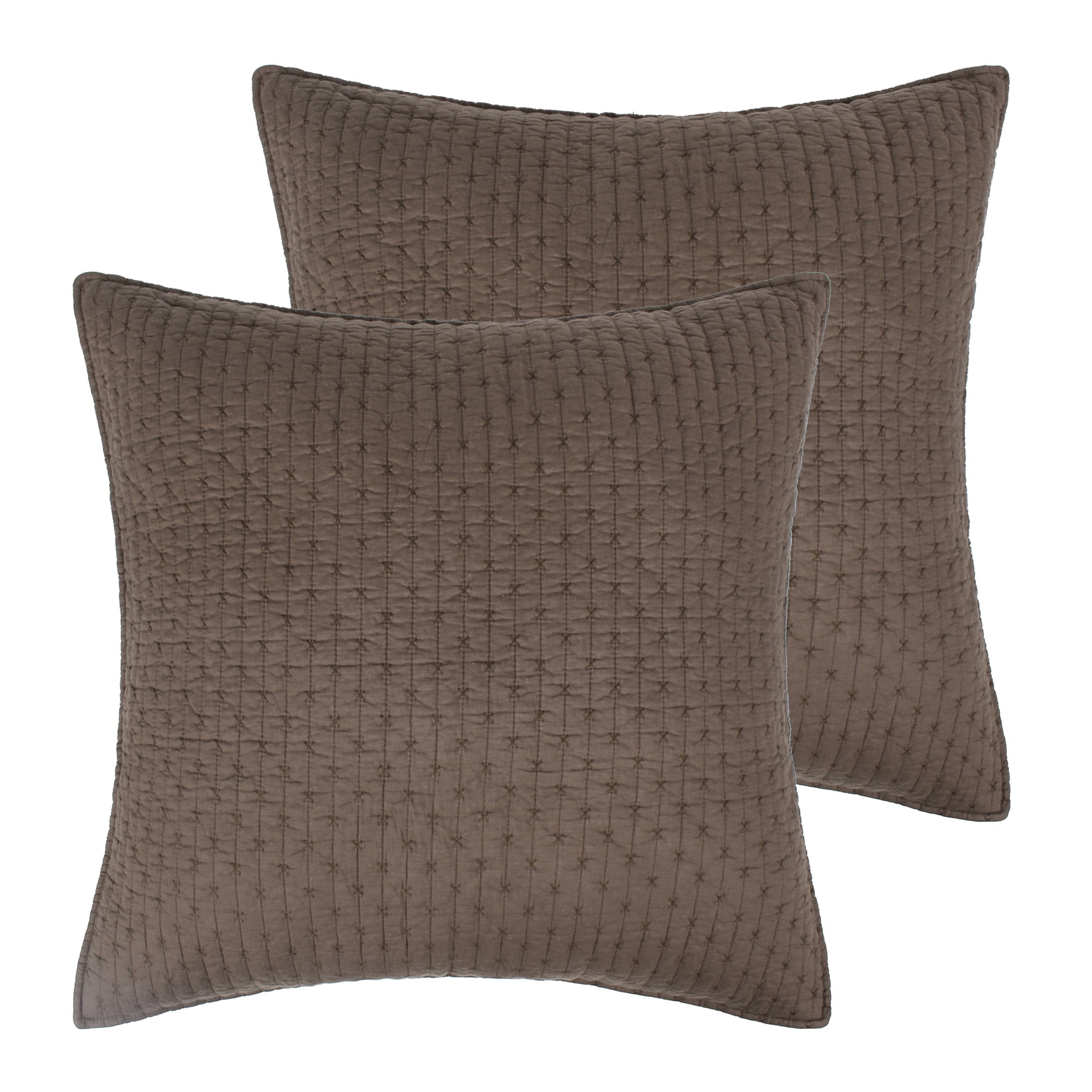 Levtex Home - Cross Stitch Cocoa - Quilted Euro Shams Set of Two (26 x ...