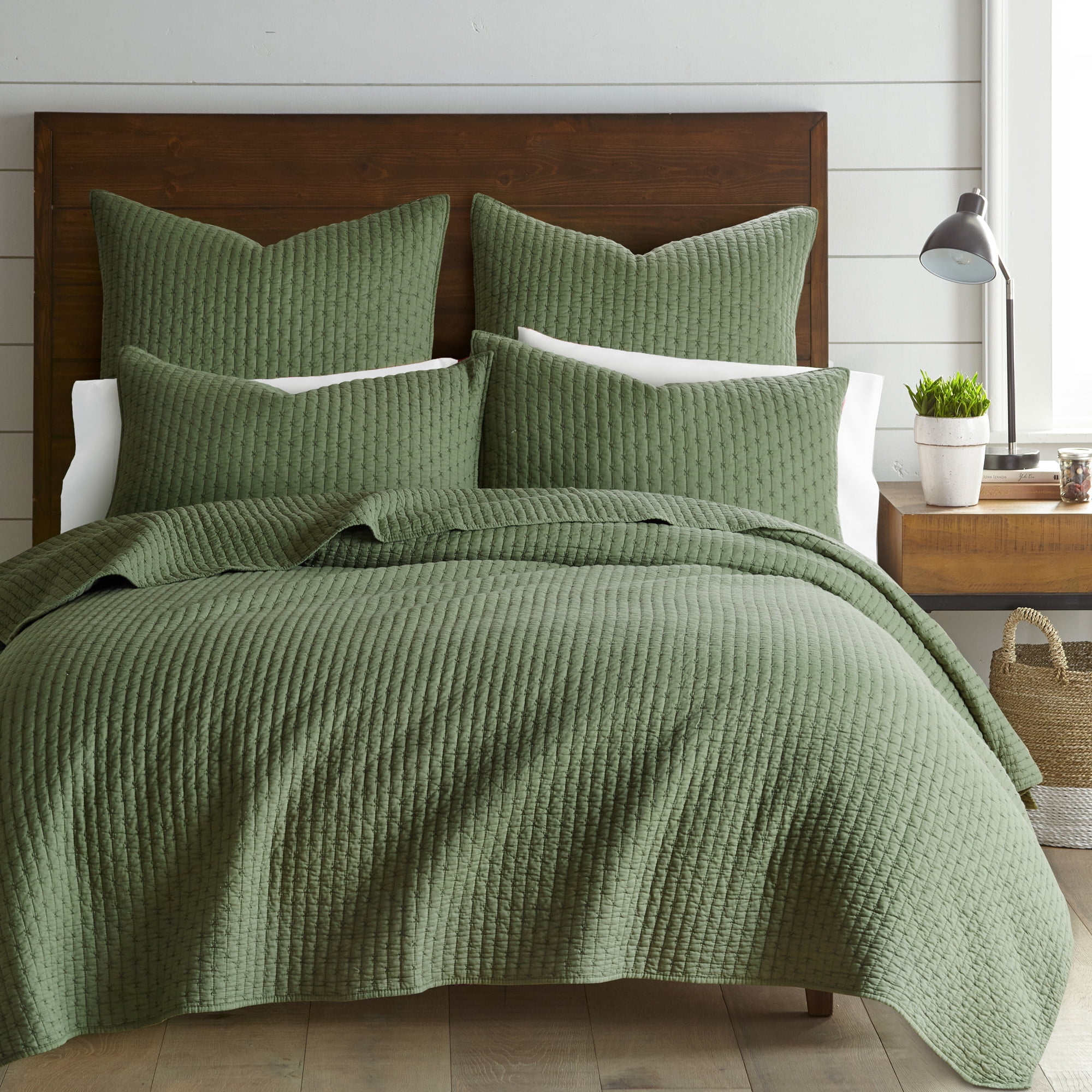 Levtex Home - Cross Stitch Forest Green Quilt Set - 100% Cotton - Full ...