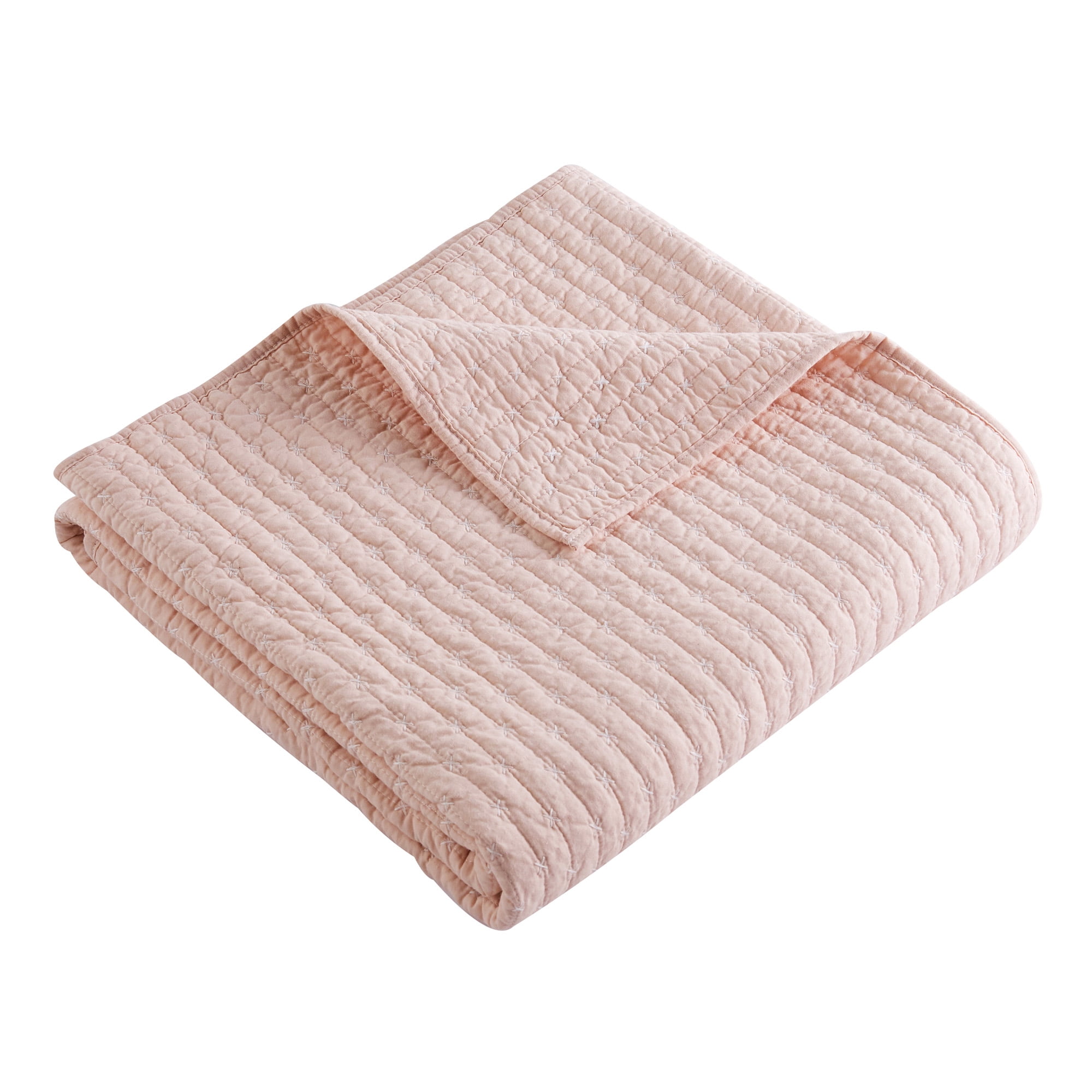 Levtex Home Quilted Throw, Blush Cross Stitch Design, Reversible ...