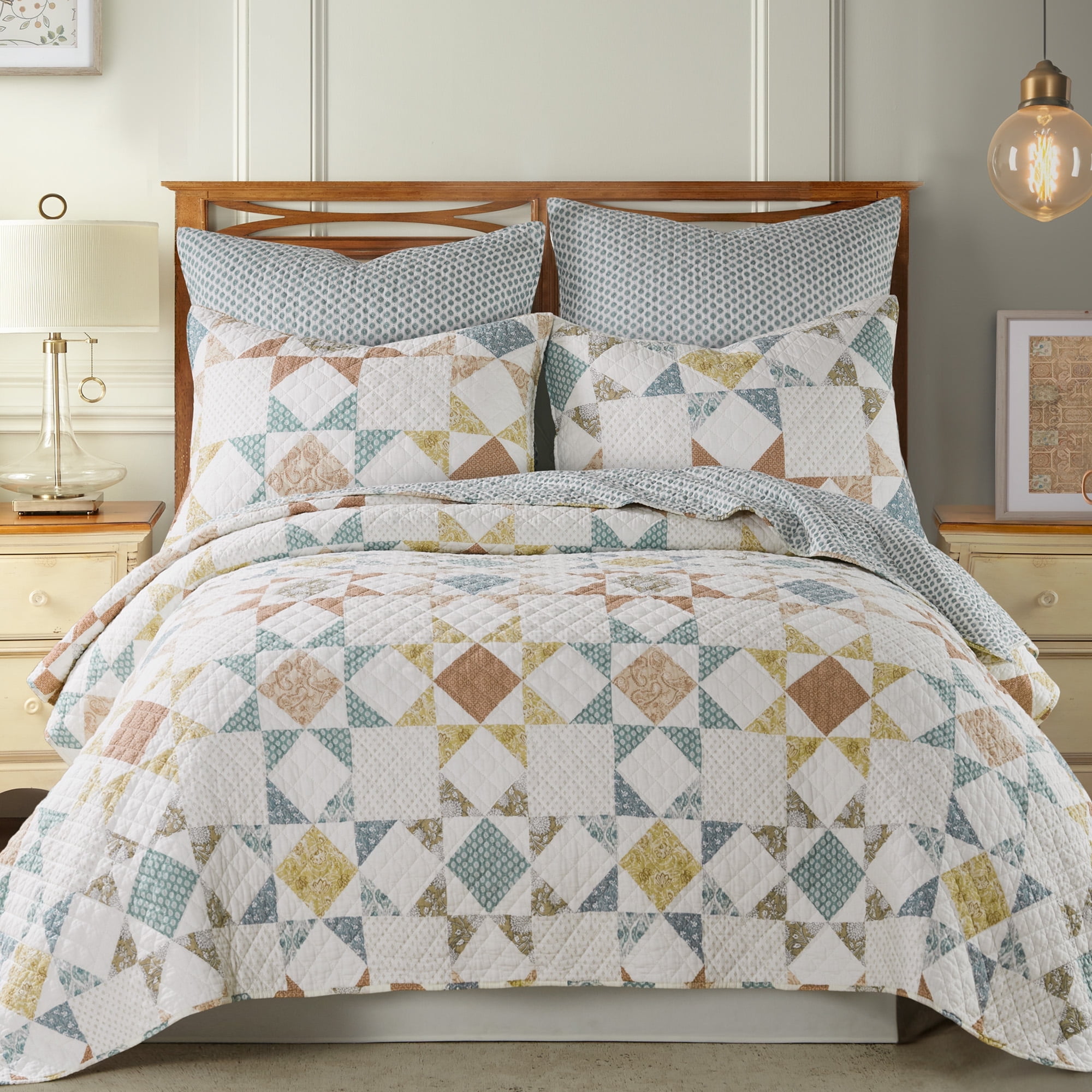 Levtex Home - Lottie Quilt Set - King Quilt and Two King Shams - Patchwork - Sienna Teal Green ...